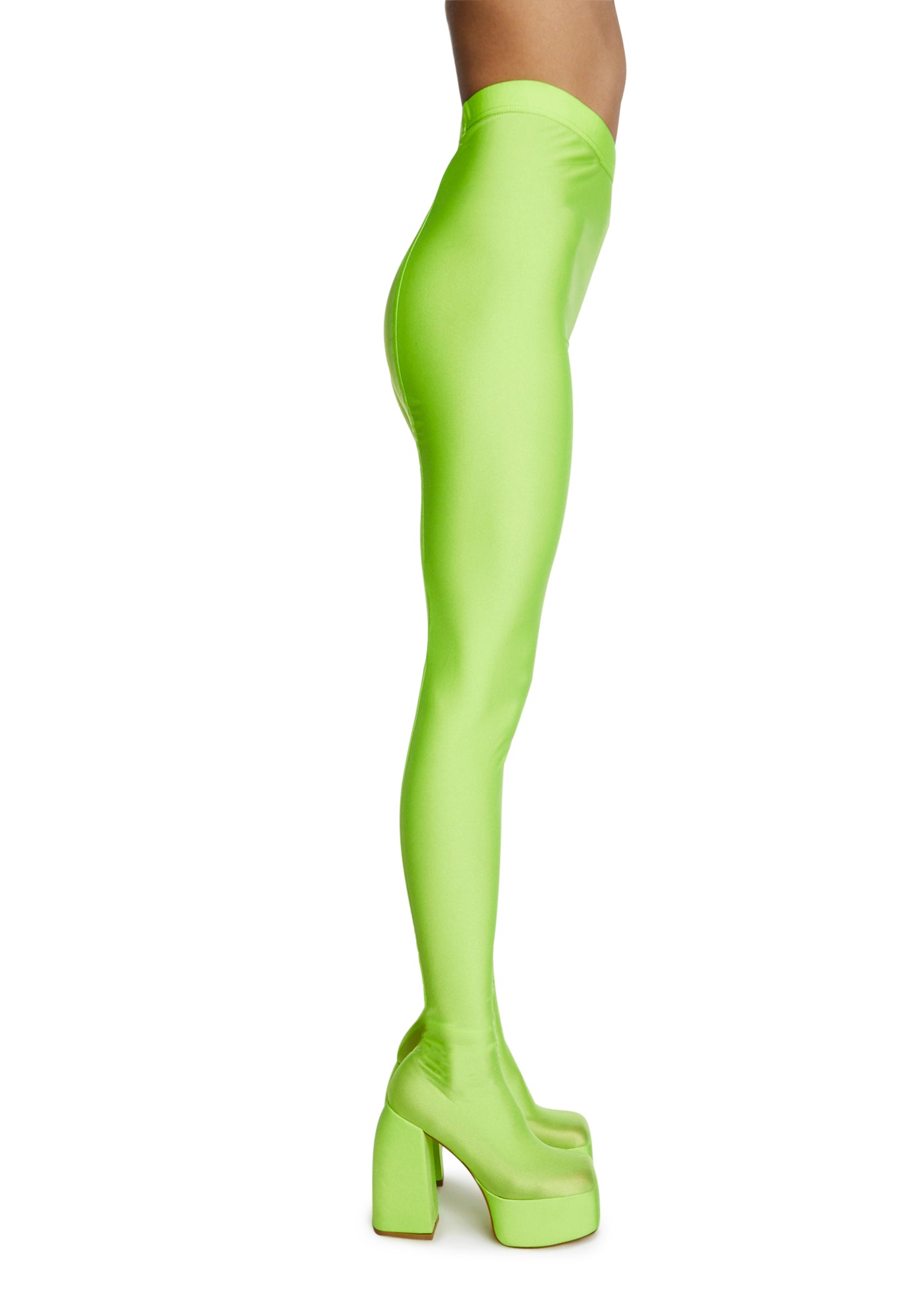 AZALEA WANG Platform Heeled Pant Boots - Green – Dolls Kill