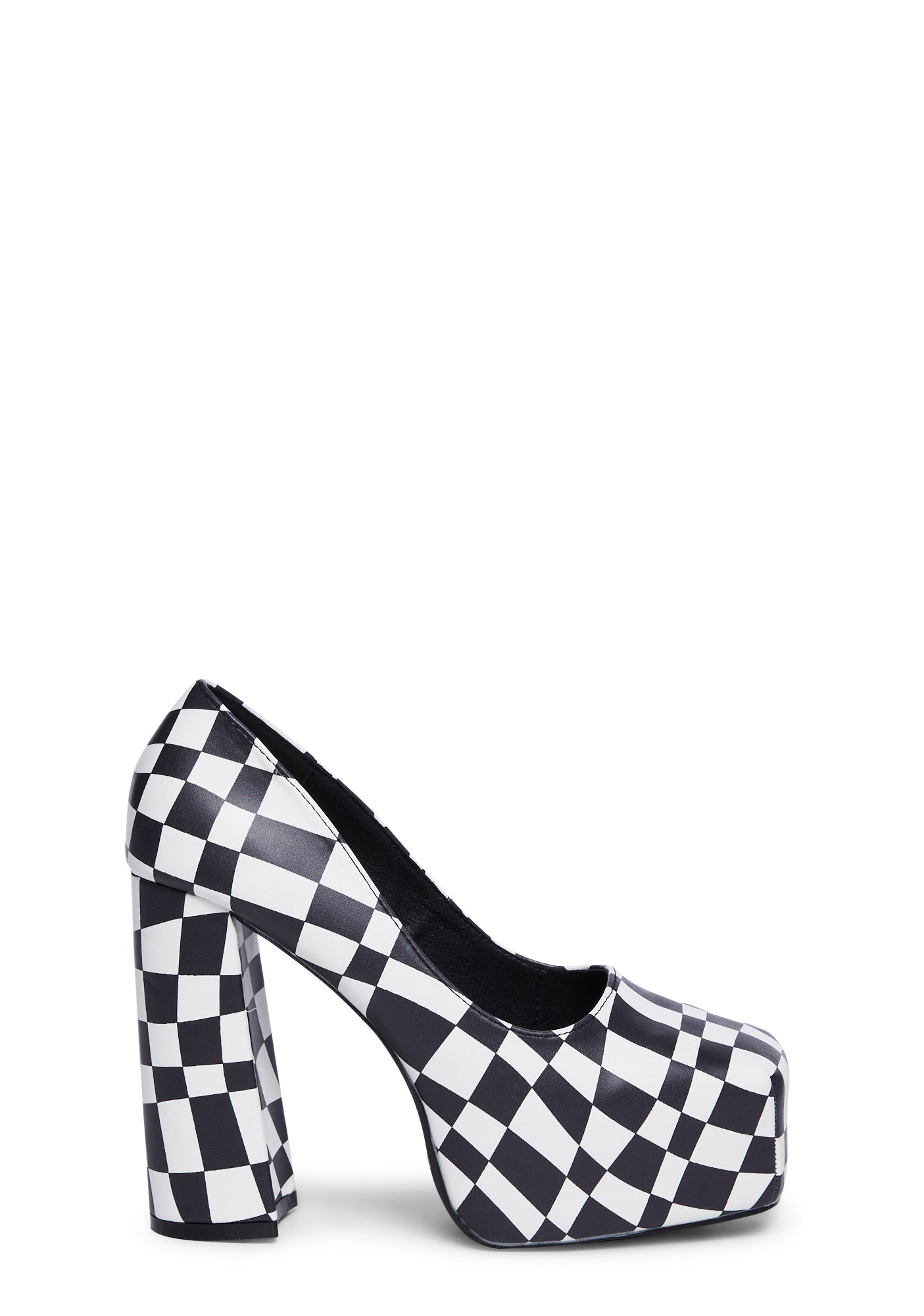Warped Checkered Block Heels - Black/White – Dolls Kill