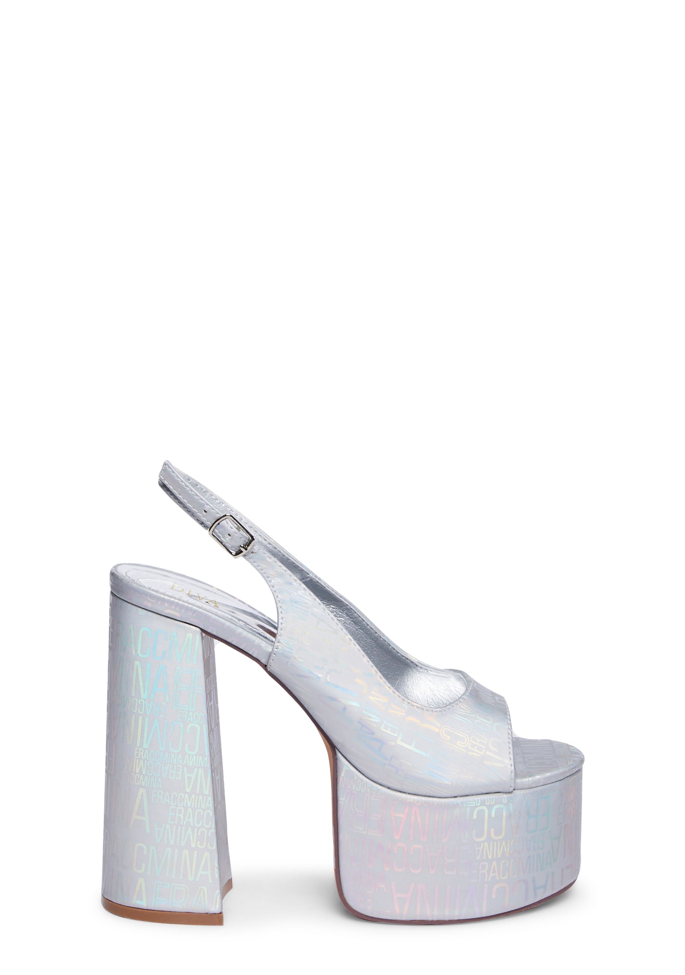 Holographic Block Heels - Silver – Dolls Kill