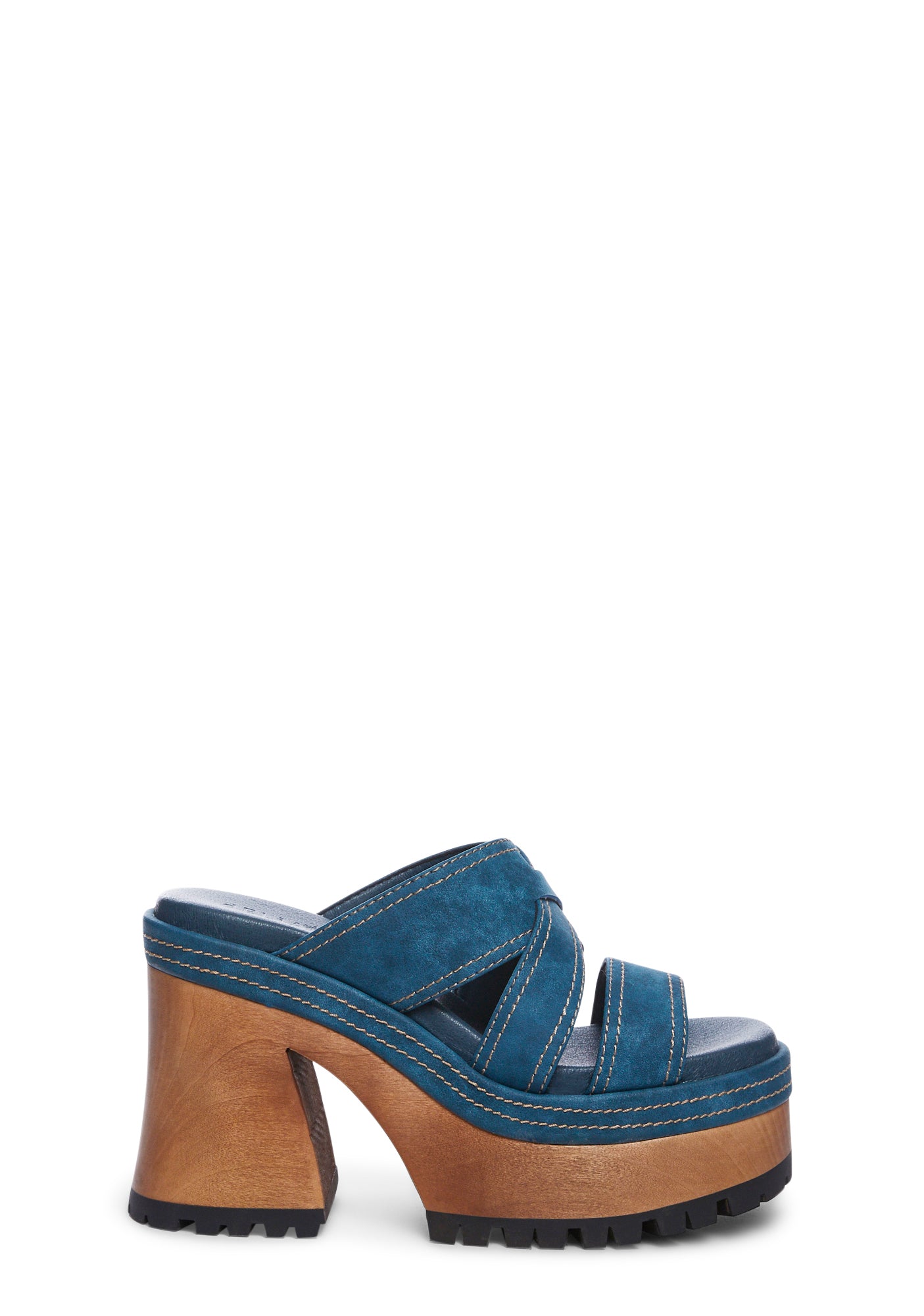 Delia's Platform Mule Heels - Blue/Brown – Dolls Kill