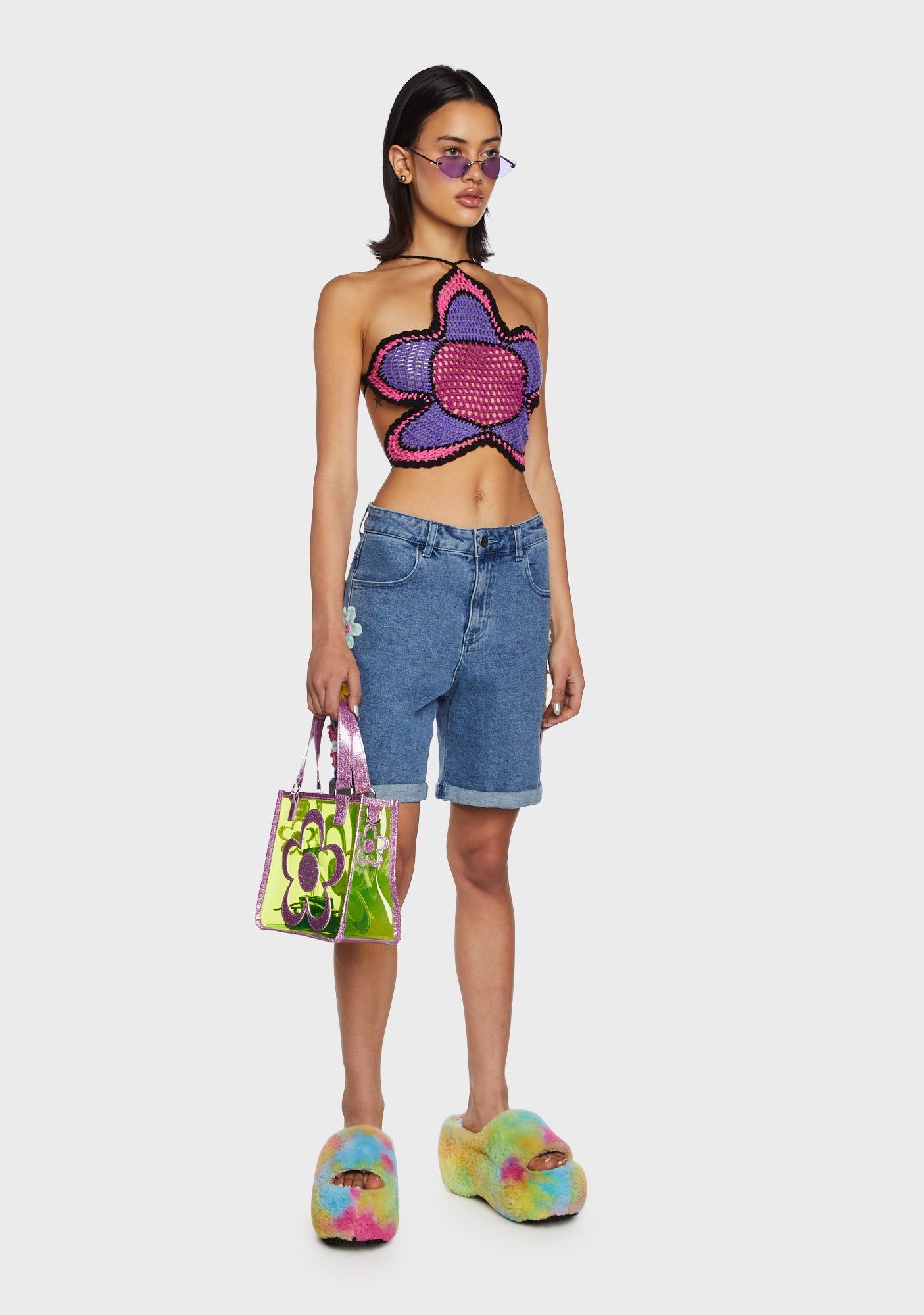 Delia's PVC Glitter Daisy Tote Bag - Green – Dolls Kill