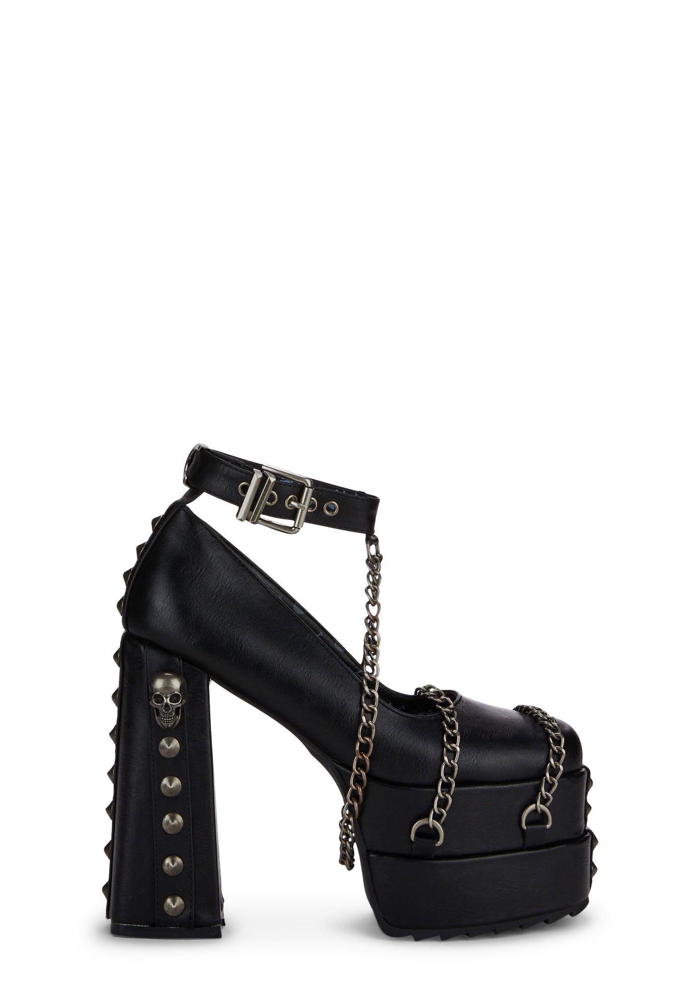 Lamoda Chain Skull Vegan Leather Heels - Black – Dolls Kill