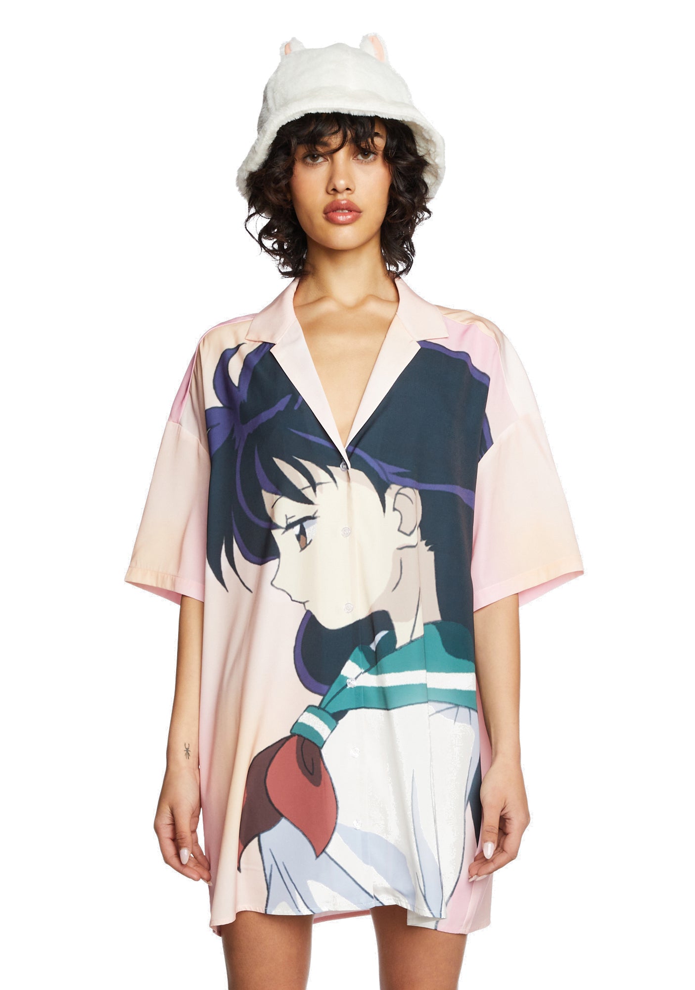 Dolls Kill x Inuyasha Oversized Kagume Shirt - Pink