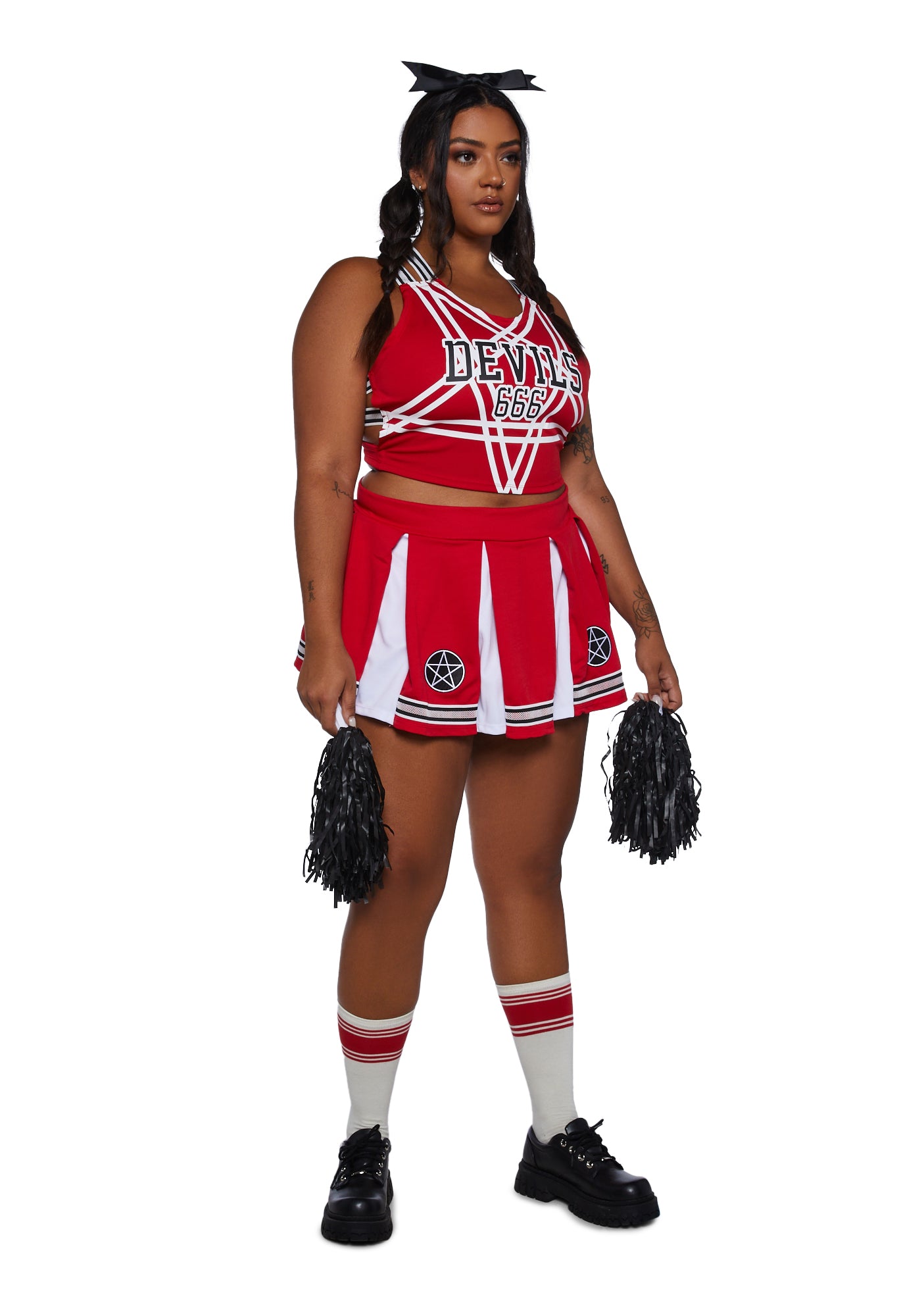 Plus Size Sexy Satan Cheerleader Costume Set – Dolls Kill