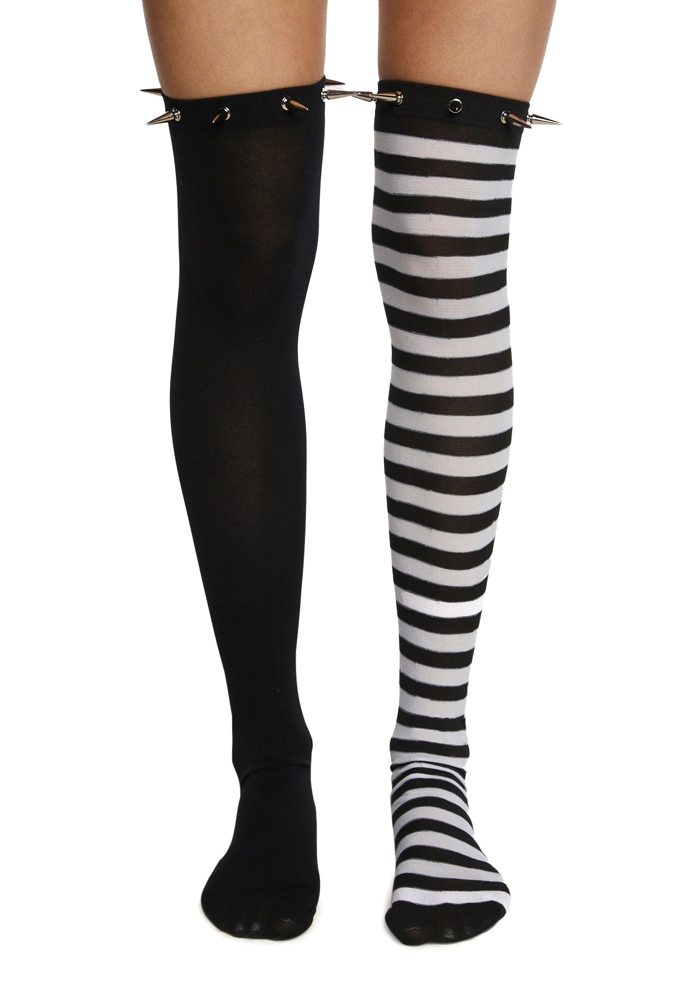 Mismatched Striped Stud Socks - Black/White – Dolls Kill