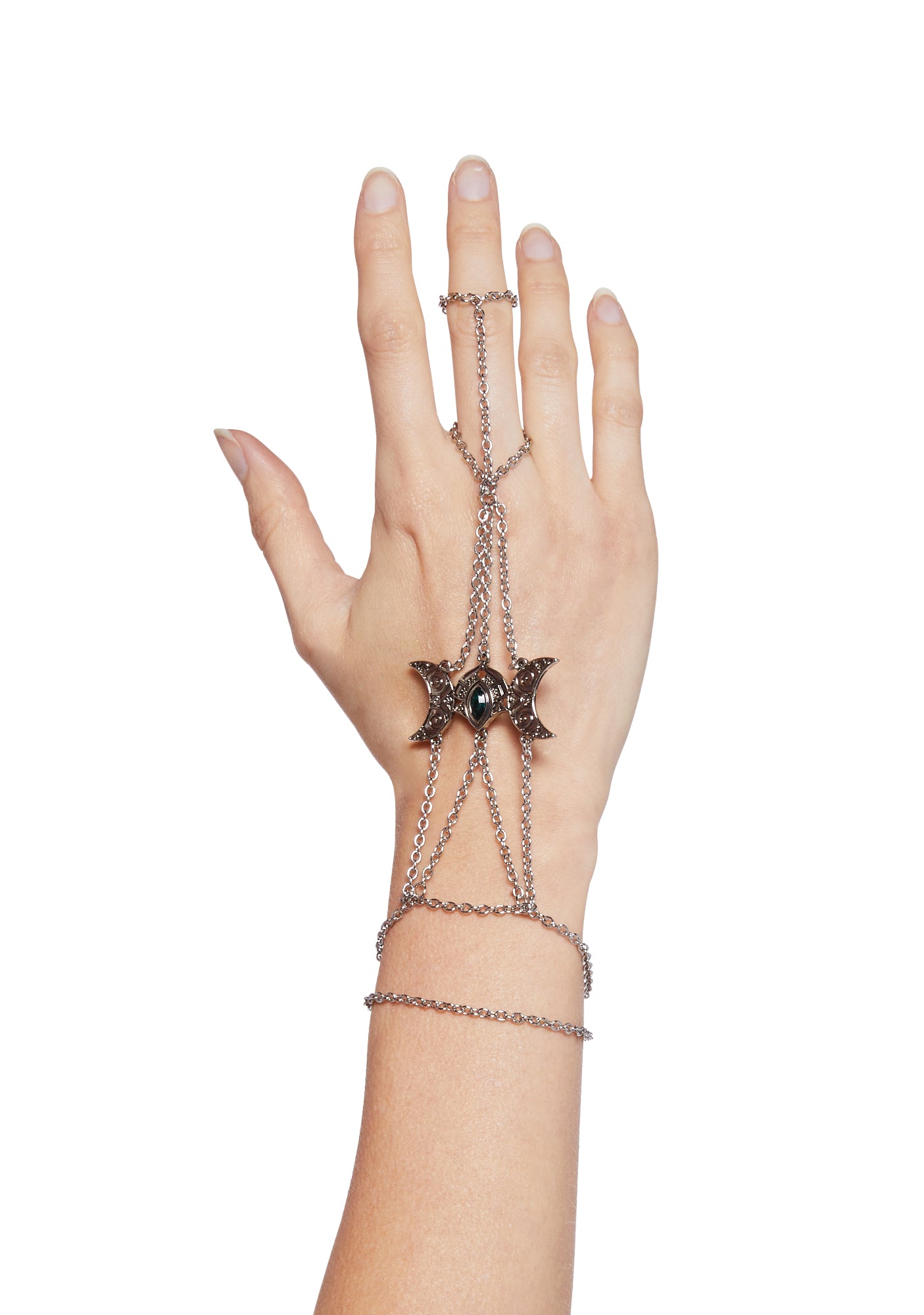 Moon Gem Hand Chain - Silver – Dolls Kill