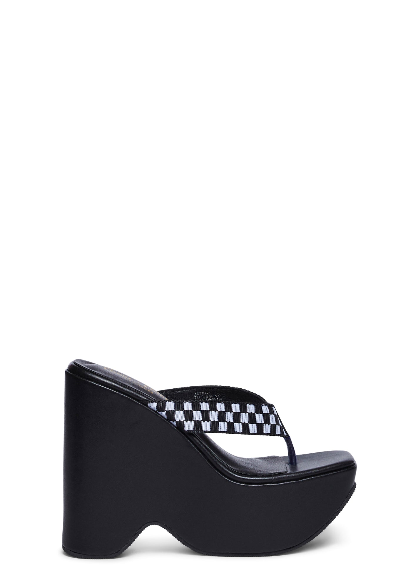 Checkered Strap Platform Wedge Sandals - Black – Dolls Kill