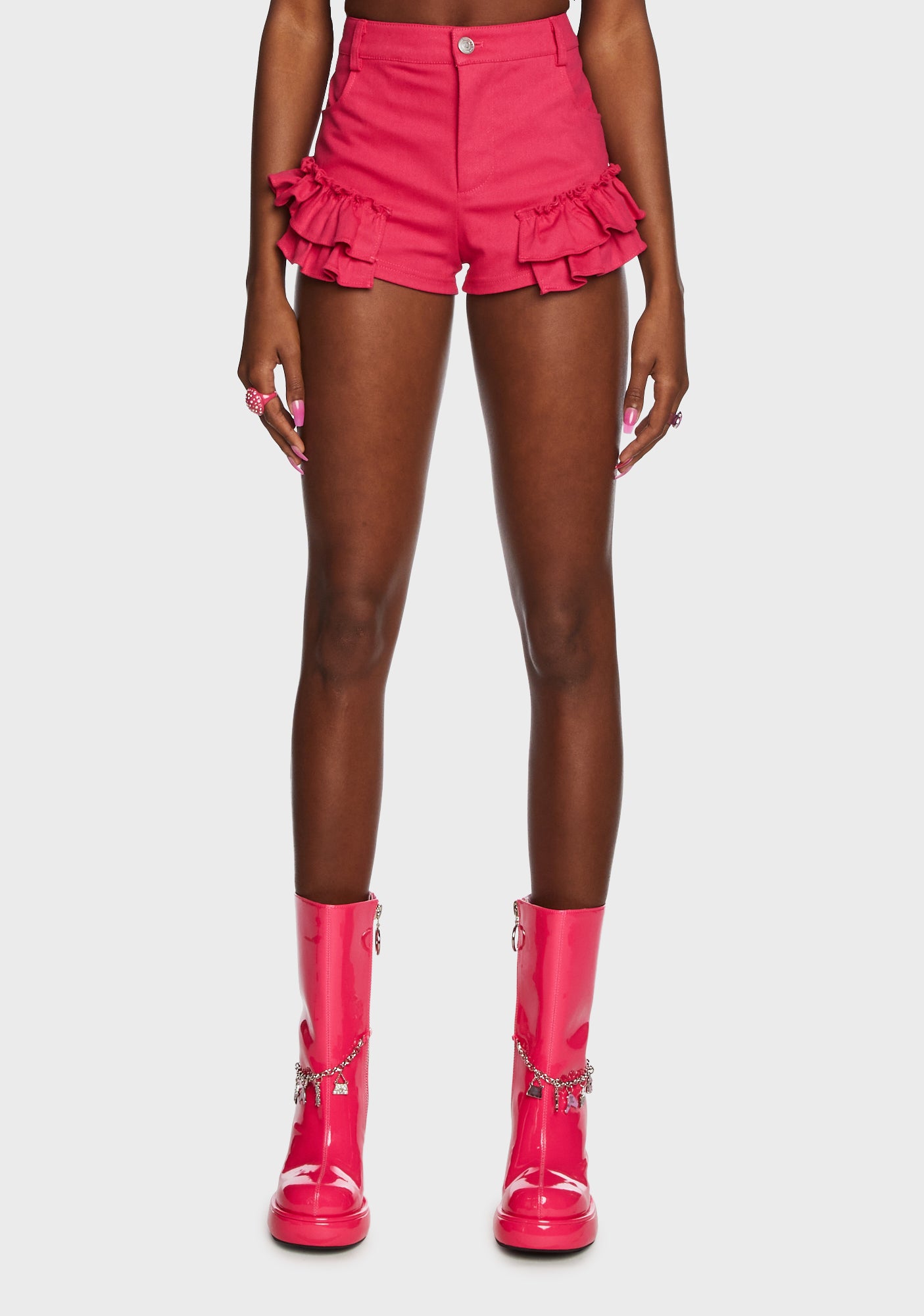 Sugar Thrillz Ruffled Denim Shorts - Pink – Dolls Kill