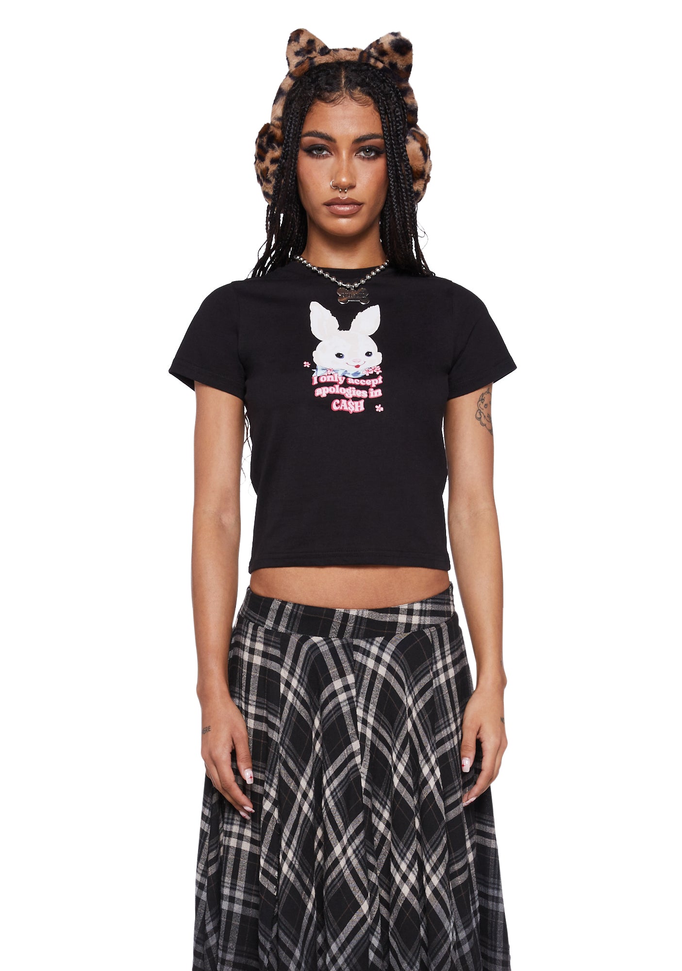 Daisy Street Cropped Tee- Black – Dolls Kill