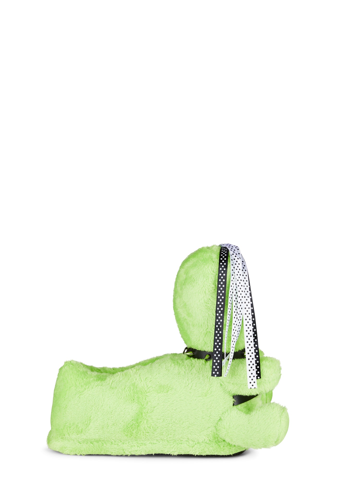 Strappy Bondage Faux Fur Alien Slippers - Green – Dolls Kill
