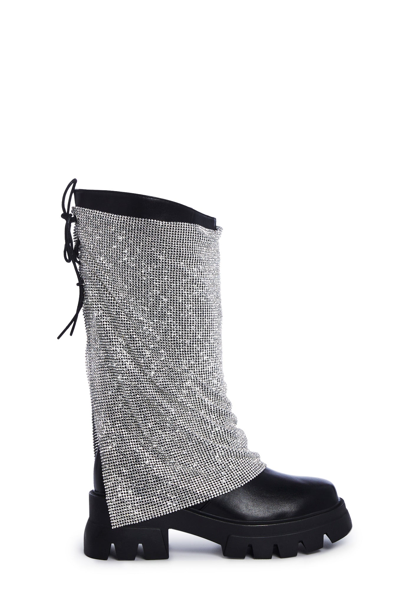 AZALEA WANG Glitter Chainmail Ankle Boots - Silver – Dolls Kill