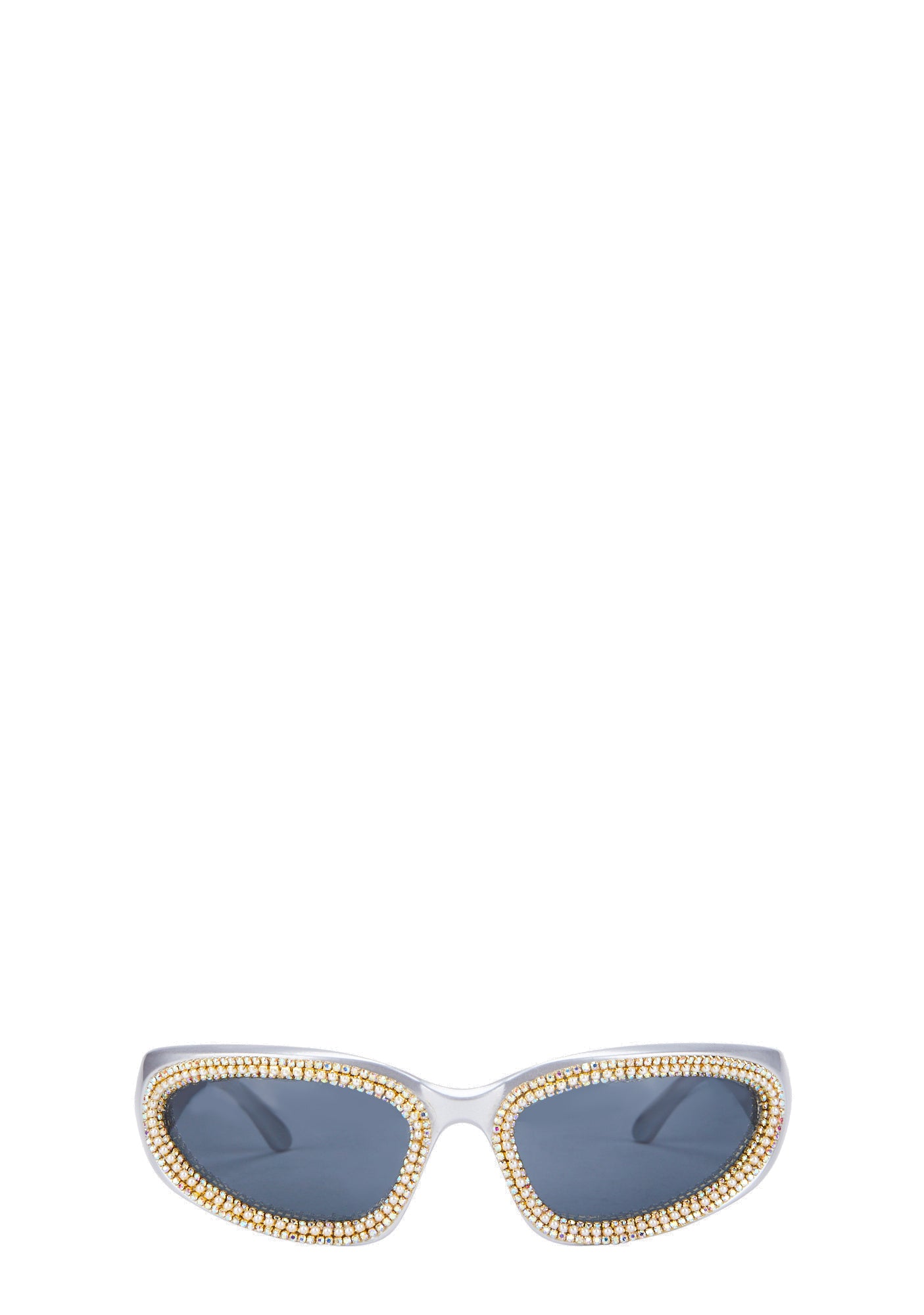 Sparkly Rhinestone Trim Sunglasses - Silver – Dolls Kill