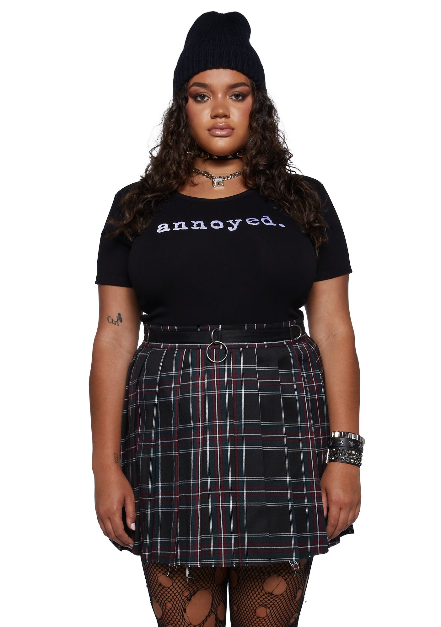 Plus Size Current Mood Annoyed Embroidered Crop Tee - Black – Dolls Kill