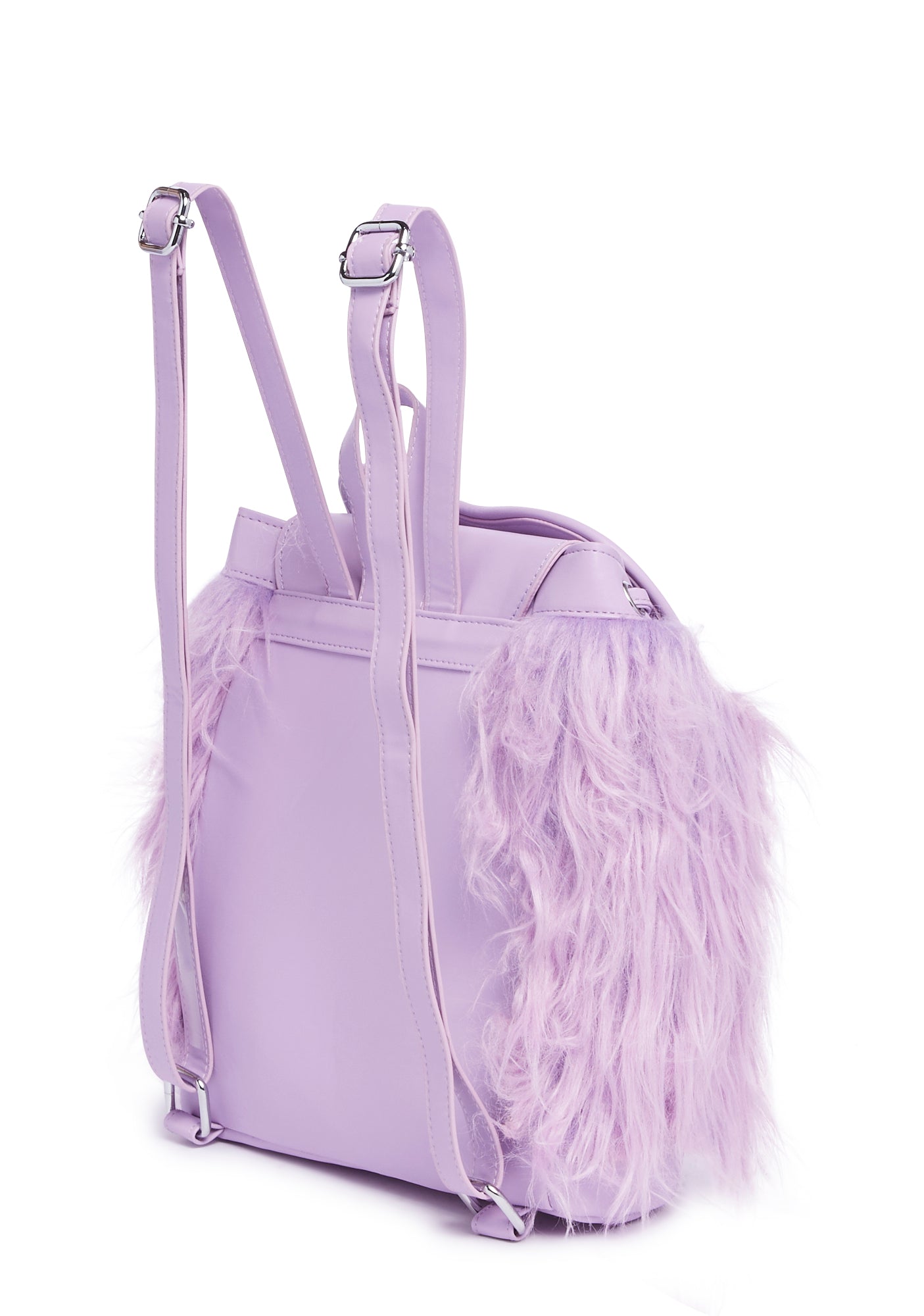 Sugar Thrillz Faux Fur Heart Drawstring Backpack - Purple – Dolls Kill