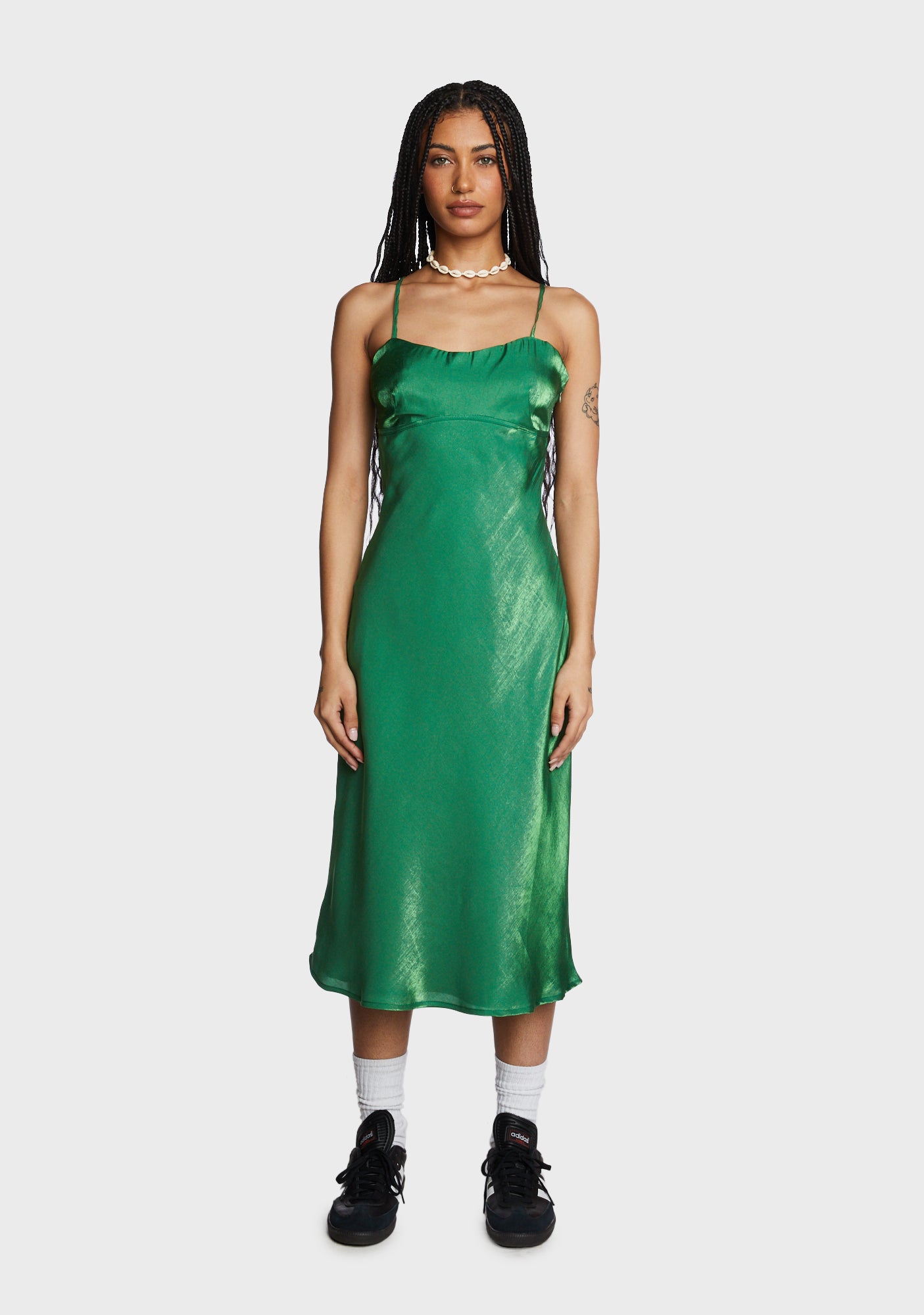 Satin Midi Dress - Green – Dolls Kill