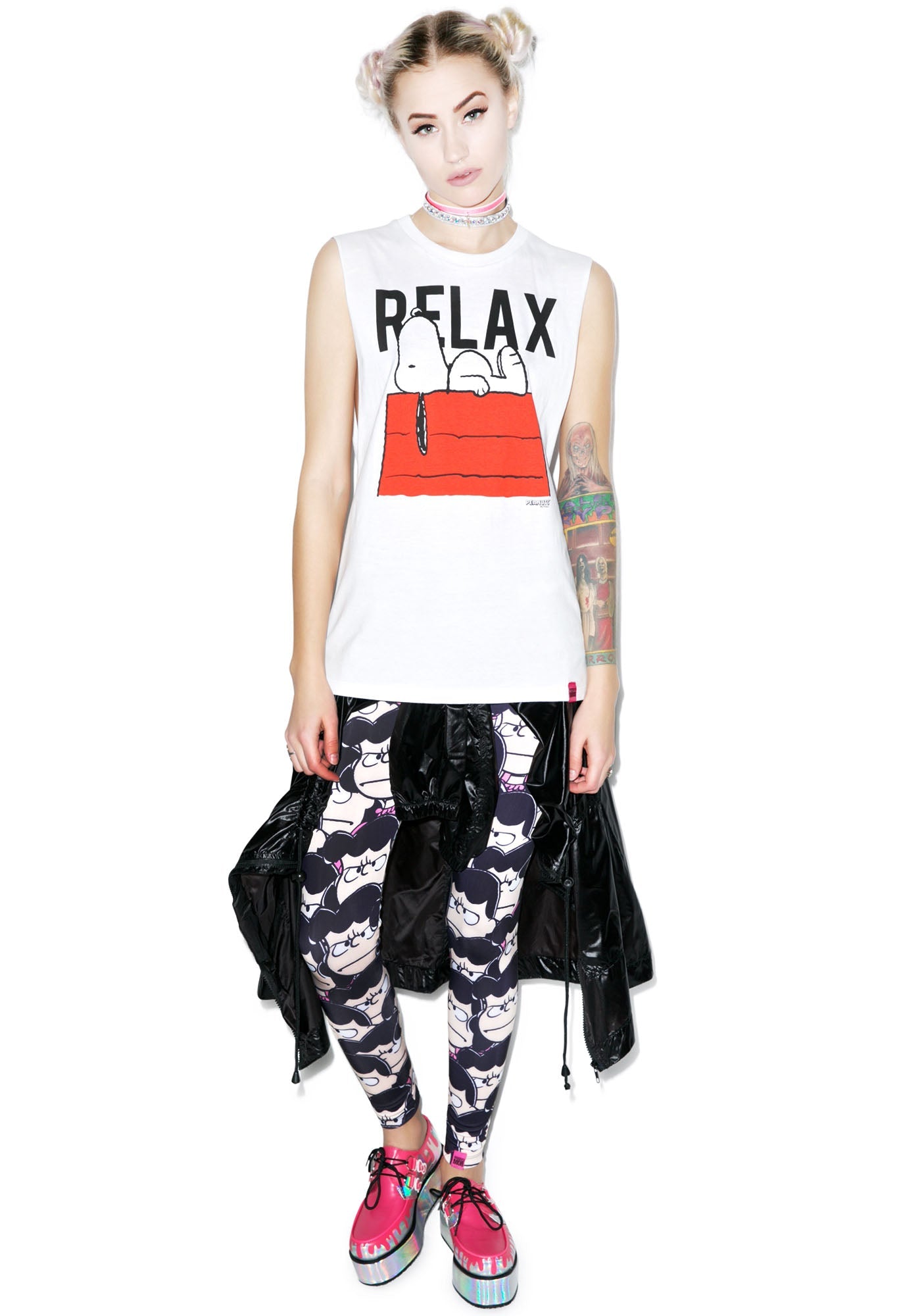 Snoopy Relax Muscle Tee - Black – Dolls Kill