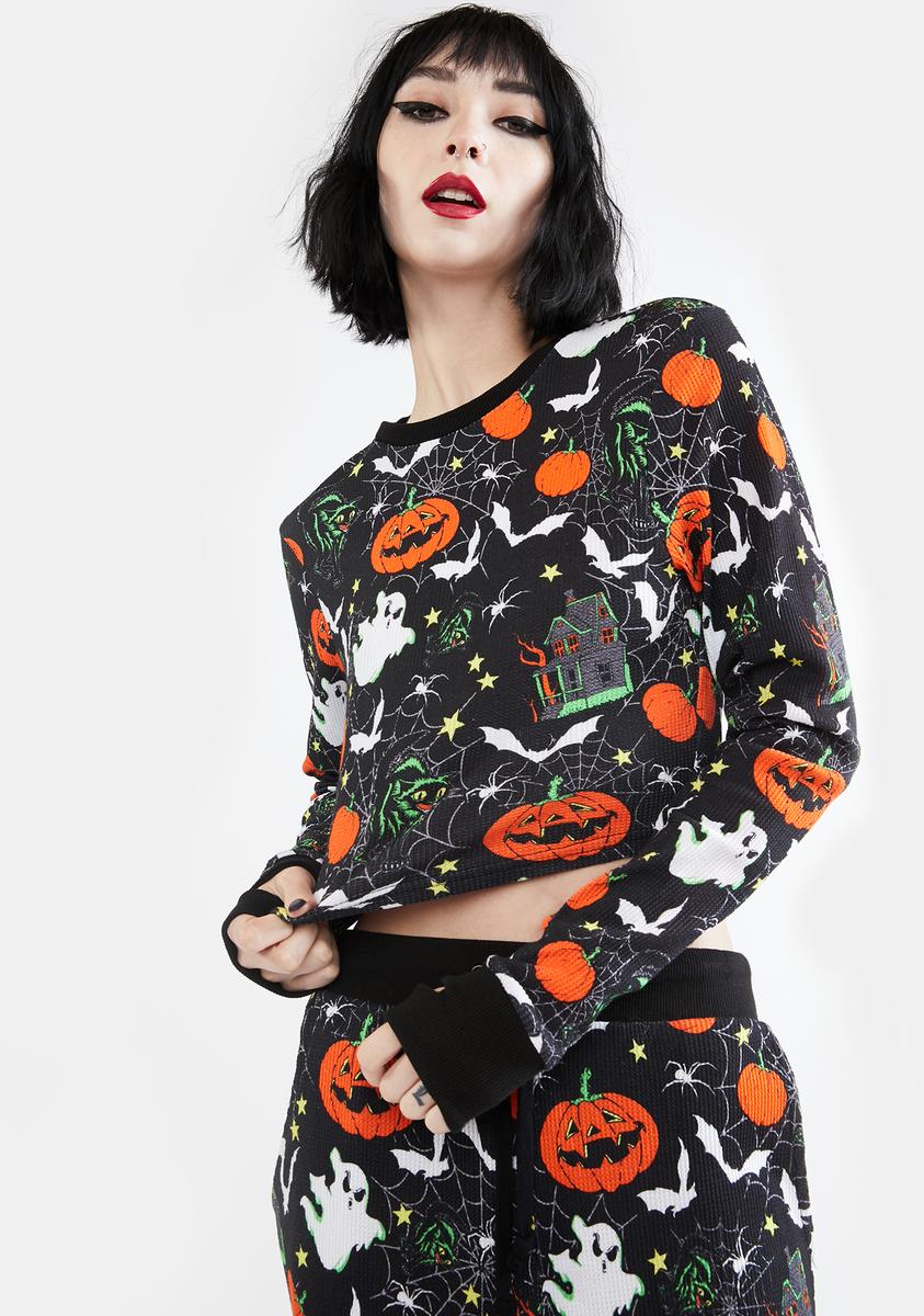 Halloween Printed Long Sleeve Lounge Top – Dolls Kill