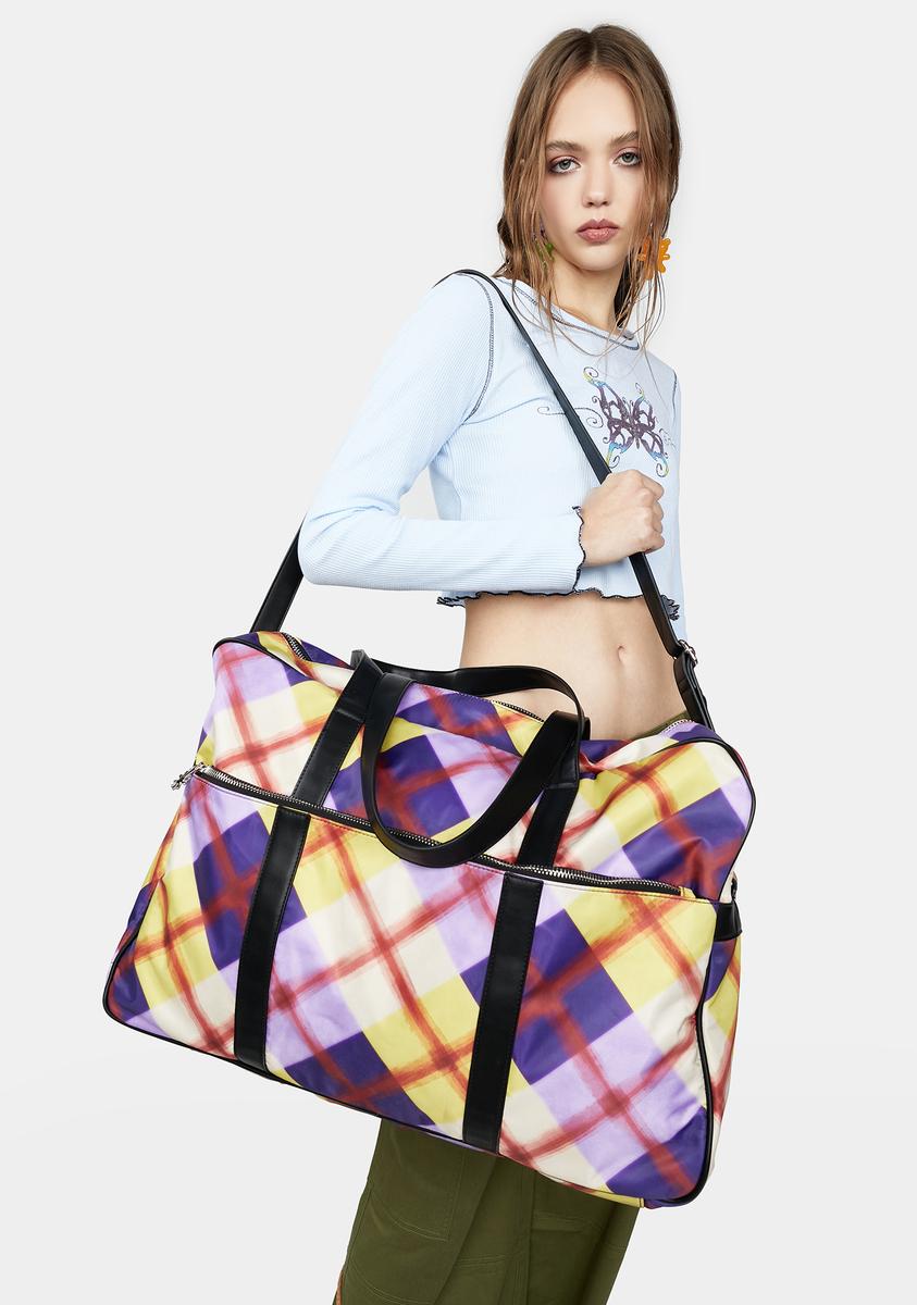 Delia's Plaid Oversized Weekender Bag - Purple – Dolls Kill