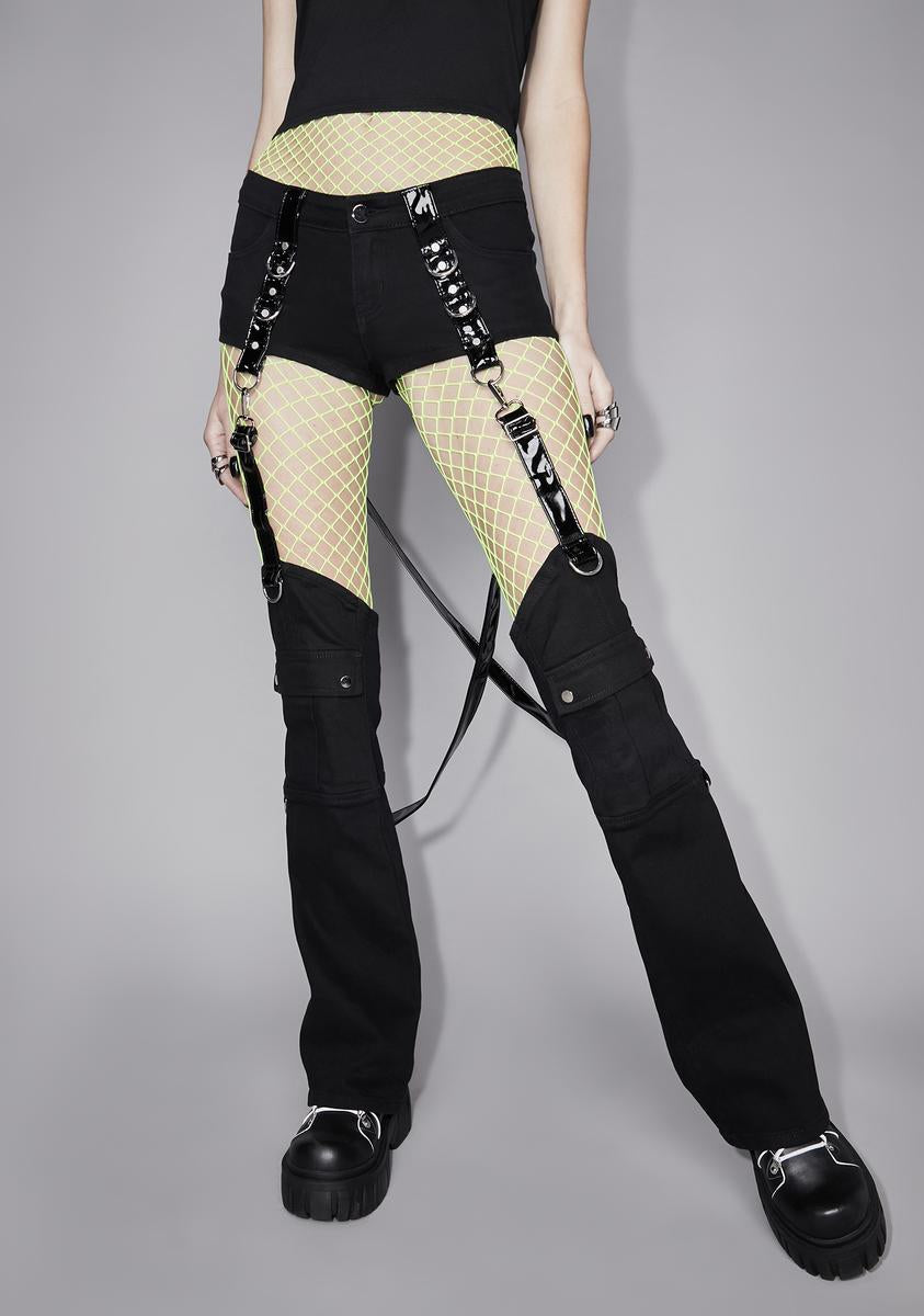 Widow Twill Low Shorts With Detachable Legs - Black – Dolls Kill