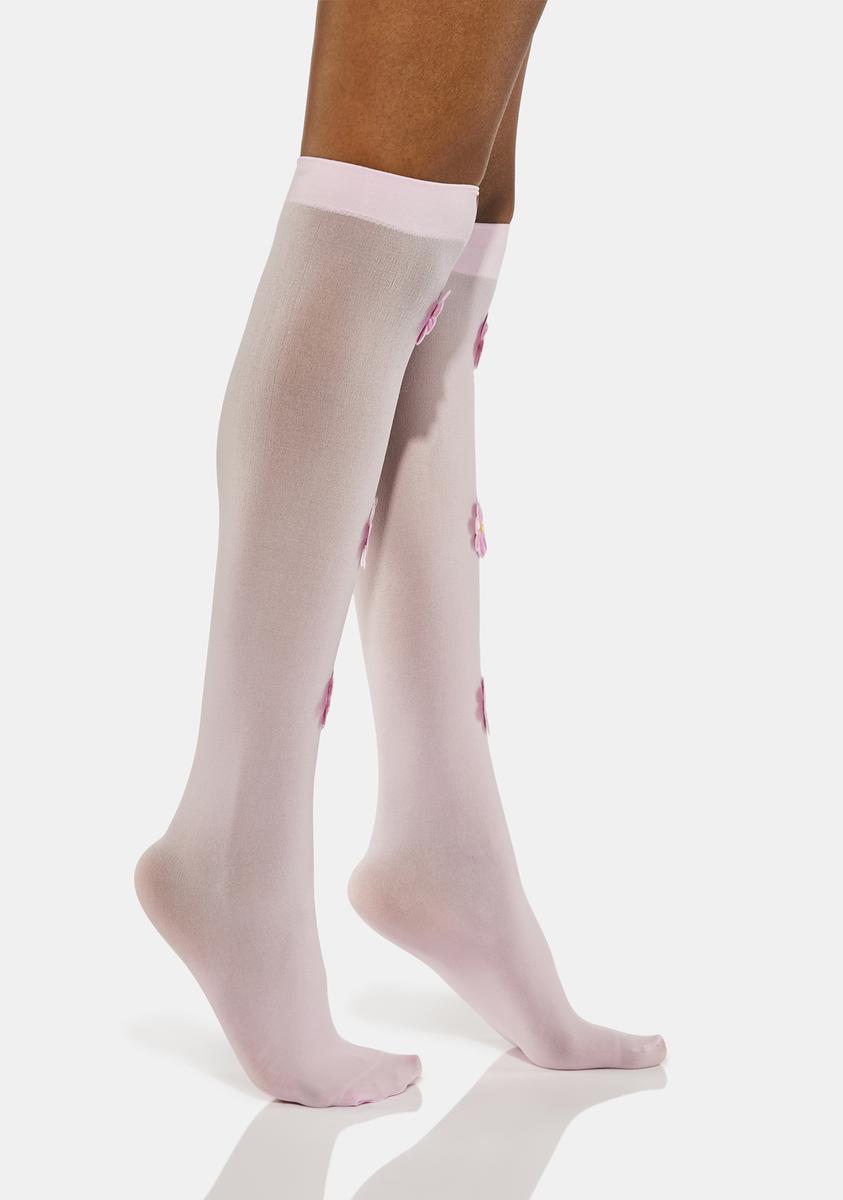 Sheer Thigh High Daisy Embroidered Socks - Pink – Dolls Kill