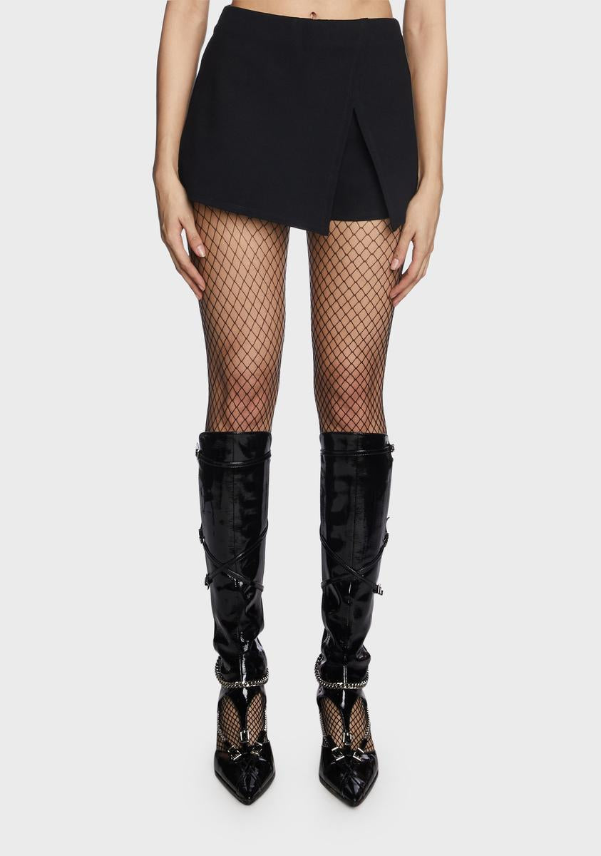 Side Slit Mini Skort - Black – Dolls Kill