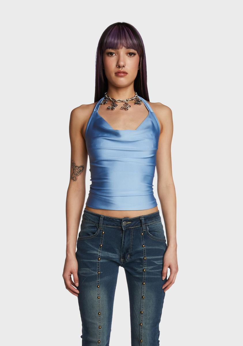 Satin Halter Top - Blue – Dolls Kill