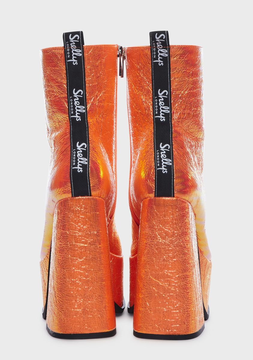 Shellys London Metallic Platform Ankle Boots - Orange – Dolls Kill