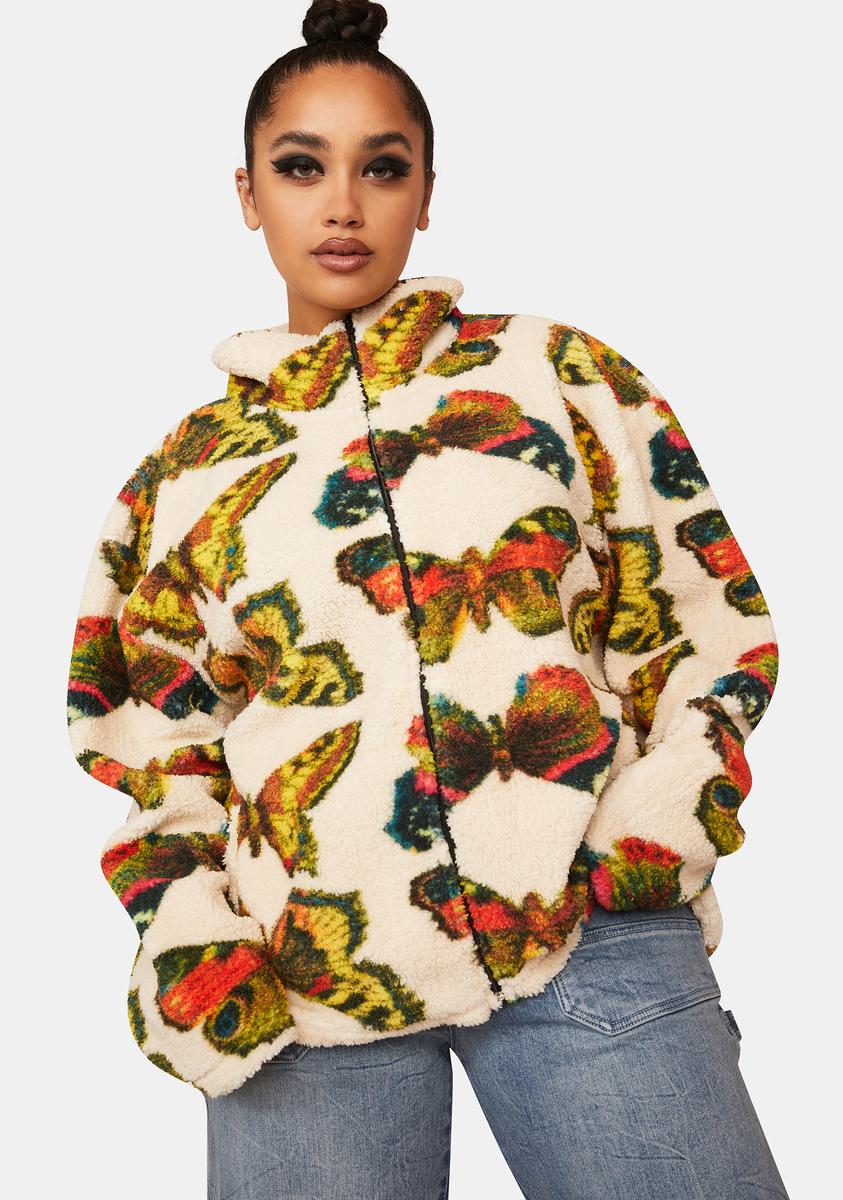 Plus Size NGOrder Butterfly Borg Jacket - Off White – Dolls Kill