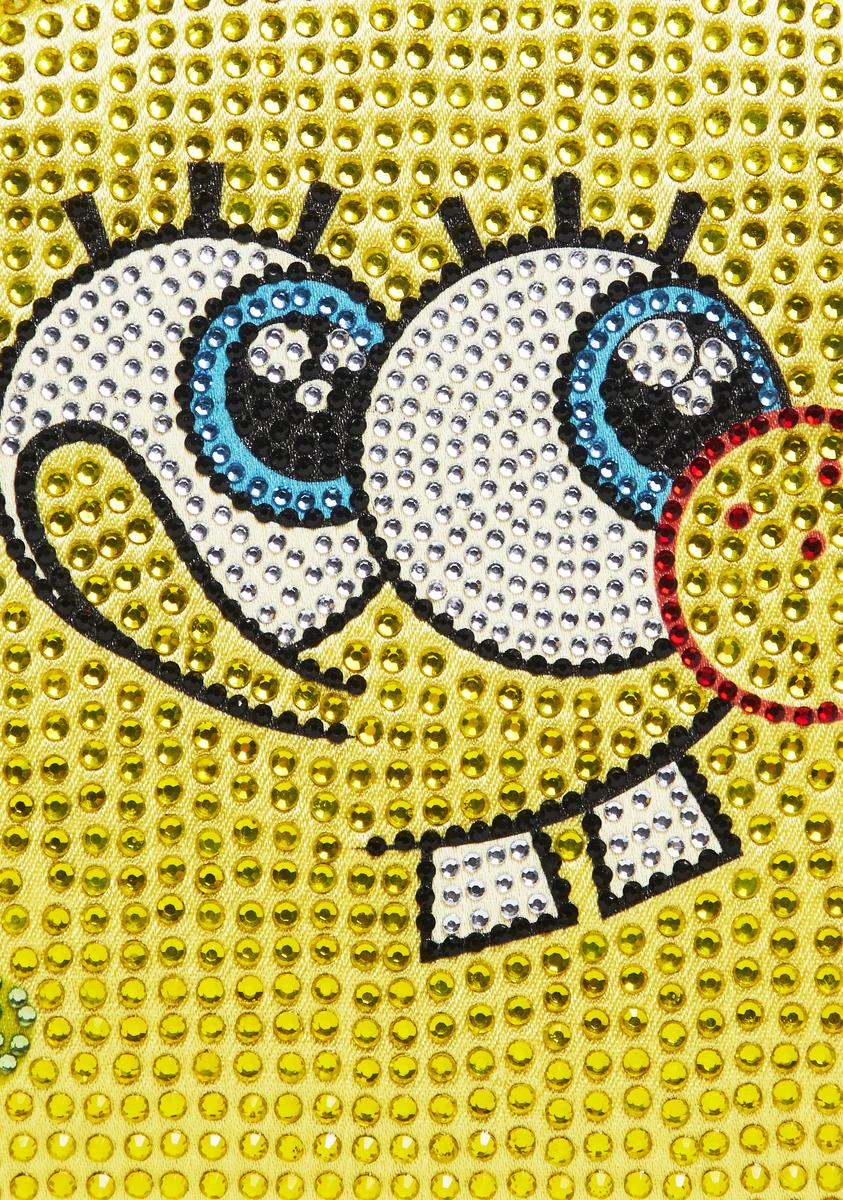 Dolls Kill x SpongeBob Rhinestone Graphic Micro Bowler Bag - Yellow