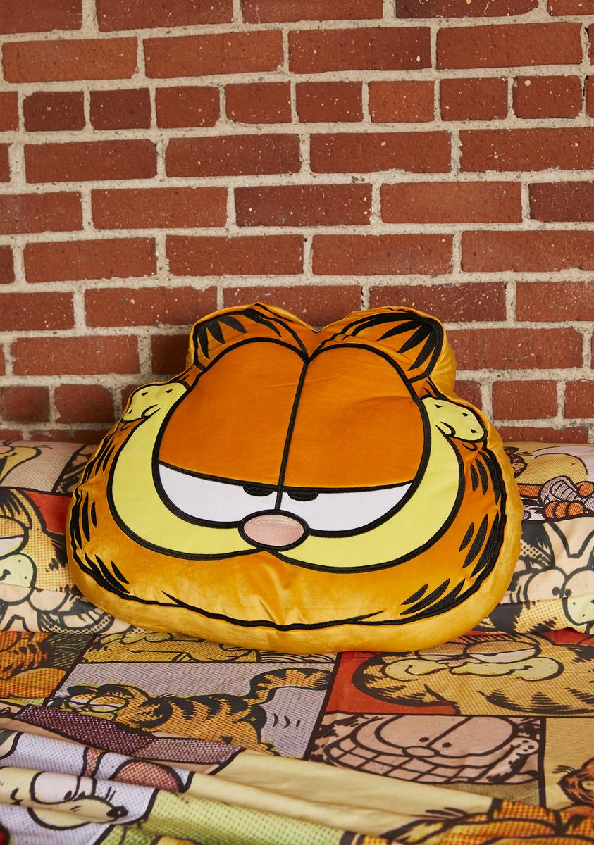 Dolls Kill X Garfield Velour Embroidered Cat Pillow - Orange