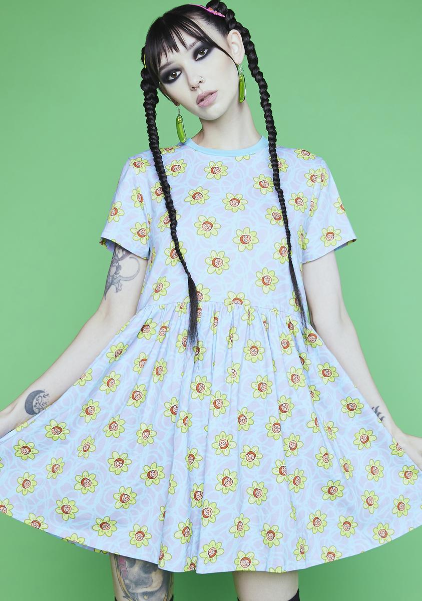 Dolls Kill x Rick & Morty Flower Morty Babydoll Dress - Multi