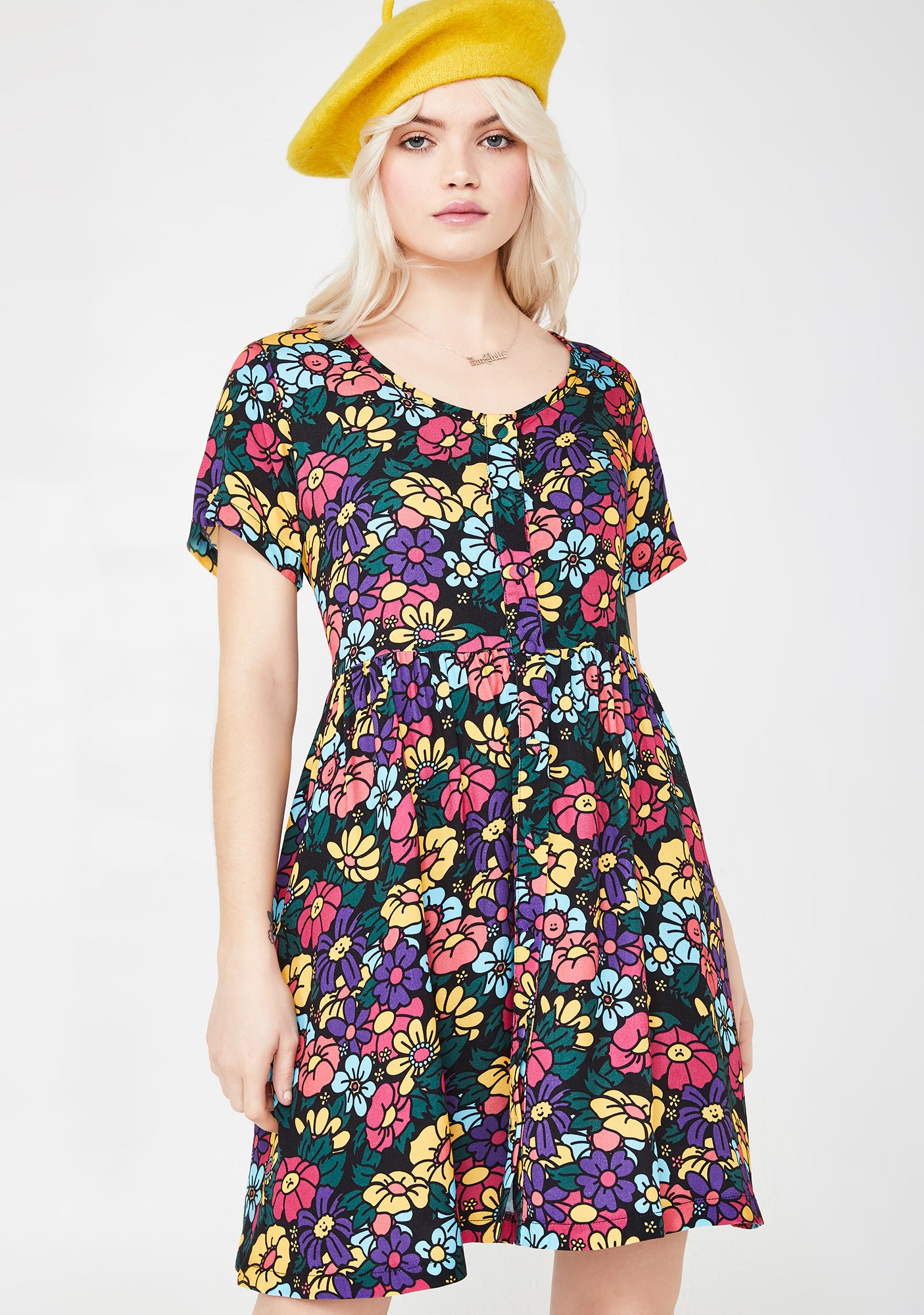 Button Through Floral Dress – Dolls Kill