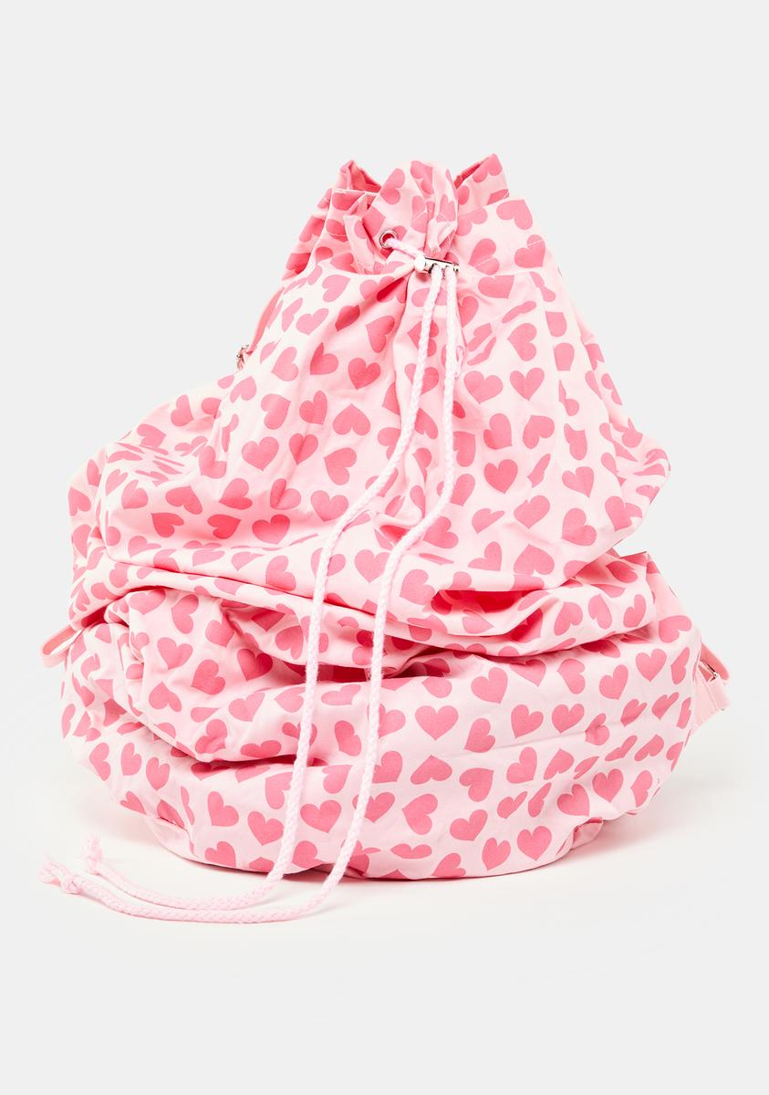 Dolls Home Heart Print Drawstring Laundry Bag - Pink – Dolls Kill