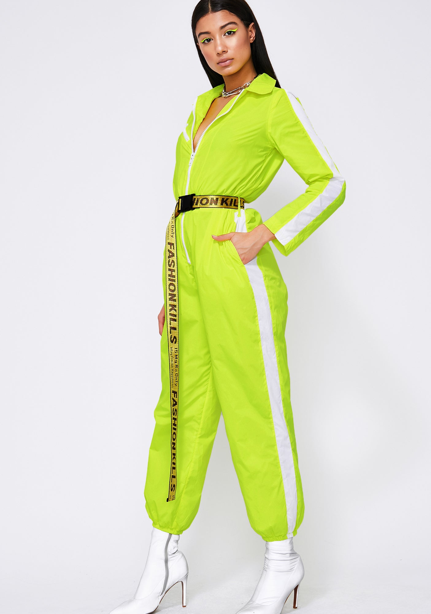 Electric Cosmic Radiation Belted Jumpsuit – Dolls Kill