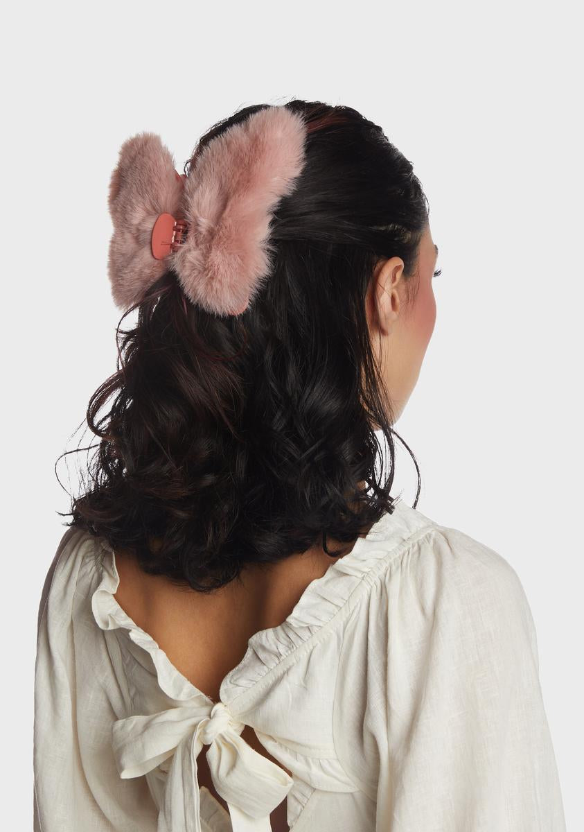 Faux Fur Butterfly Claw Clip - Light Pink – Dolls Kill