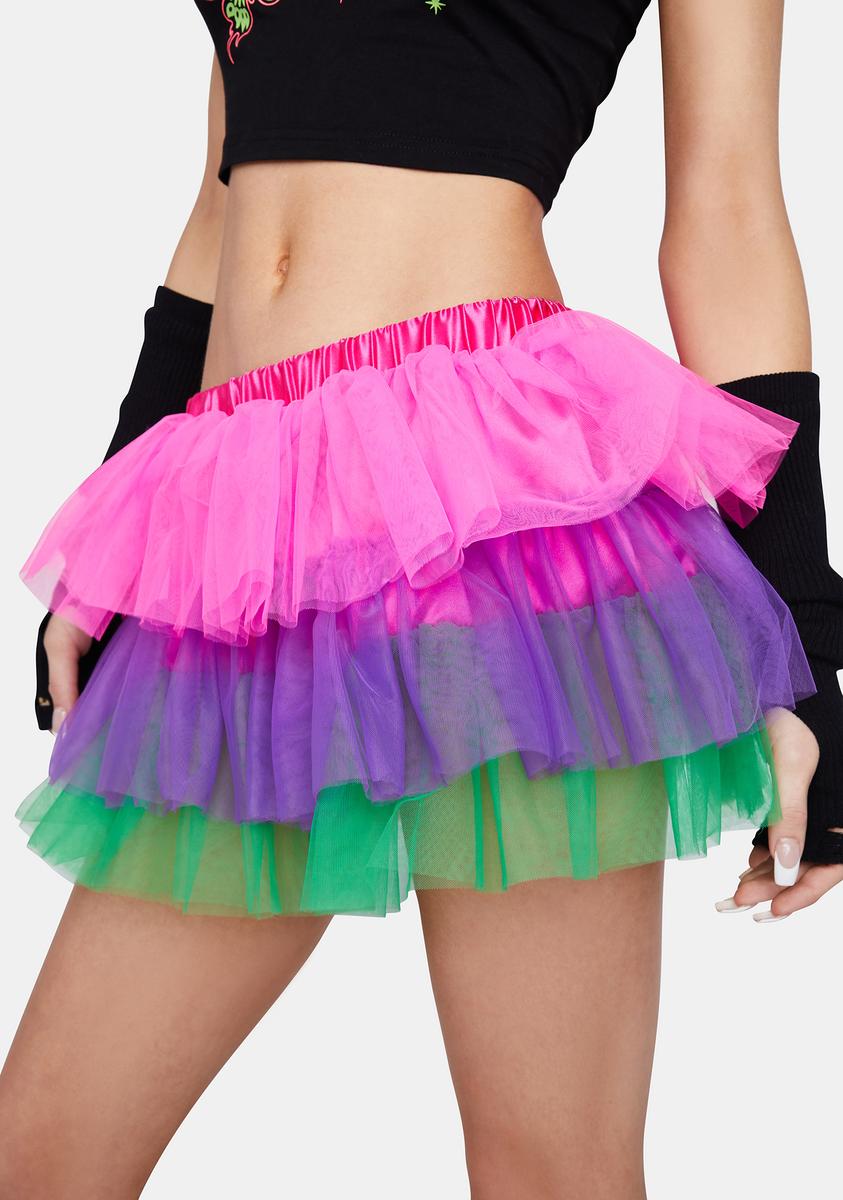 Club Exx Tri Color Layered Tulle Tutu Mini Skirt – Dolls Kill