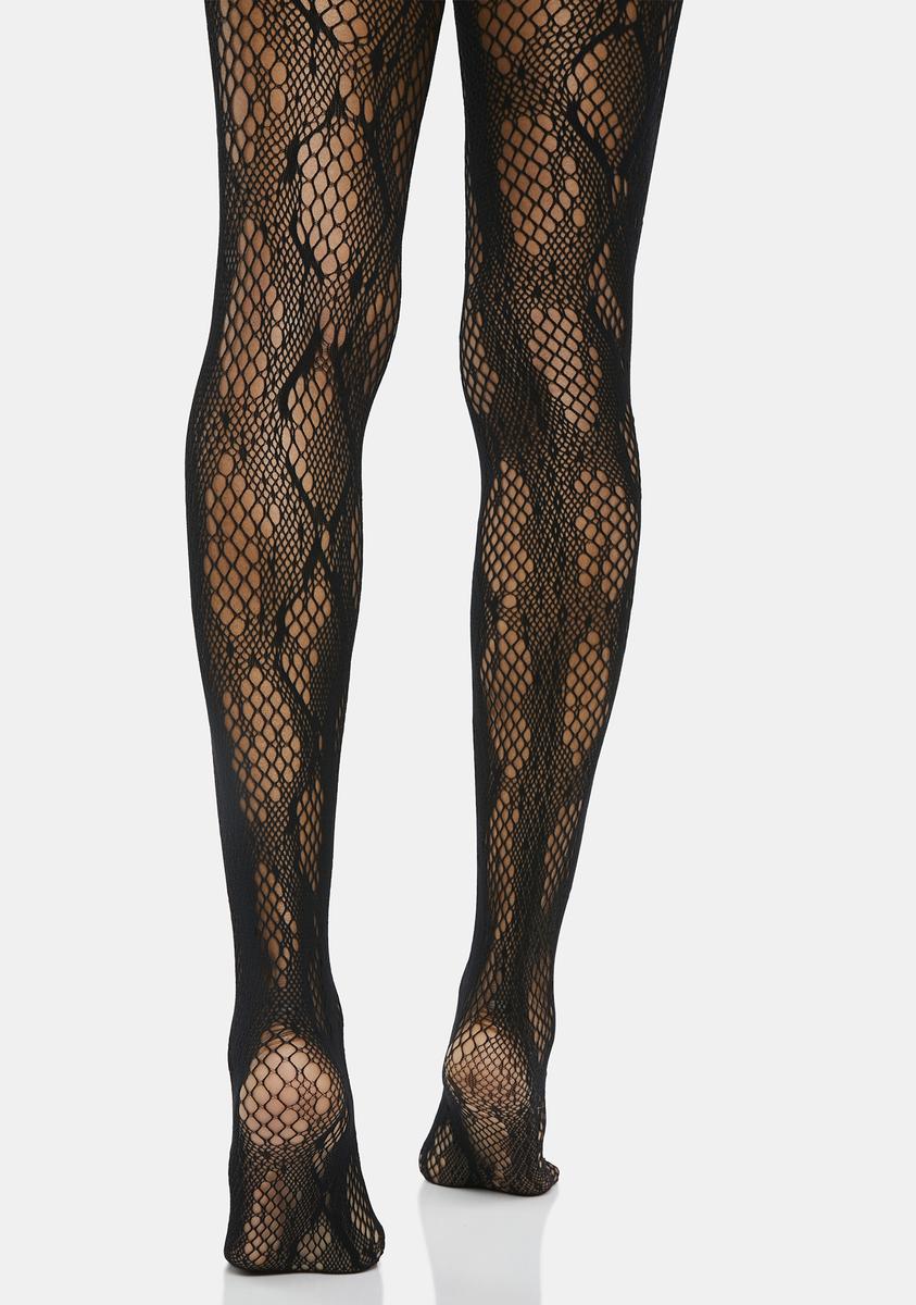 Snake Fishnet Sheer Tights - Black – Dolls Kill
