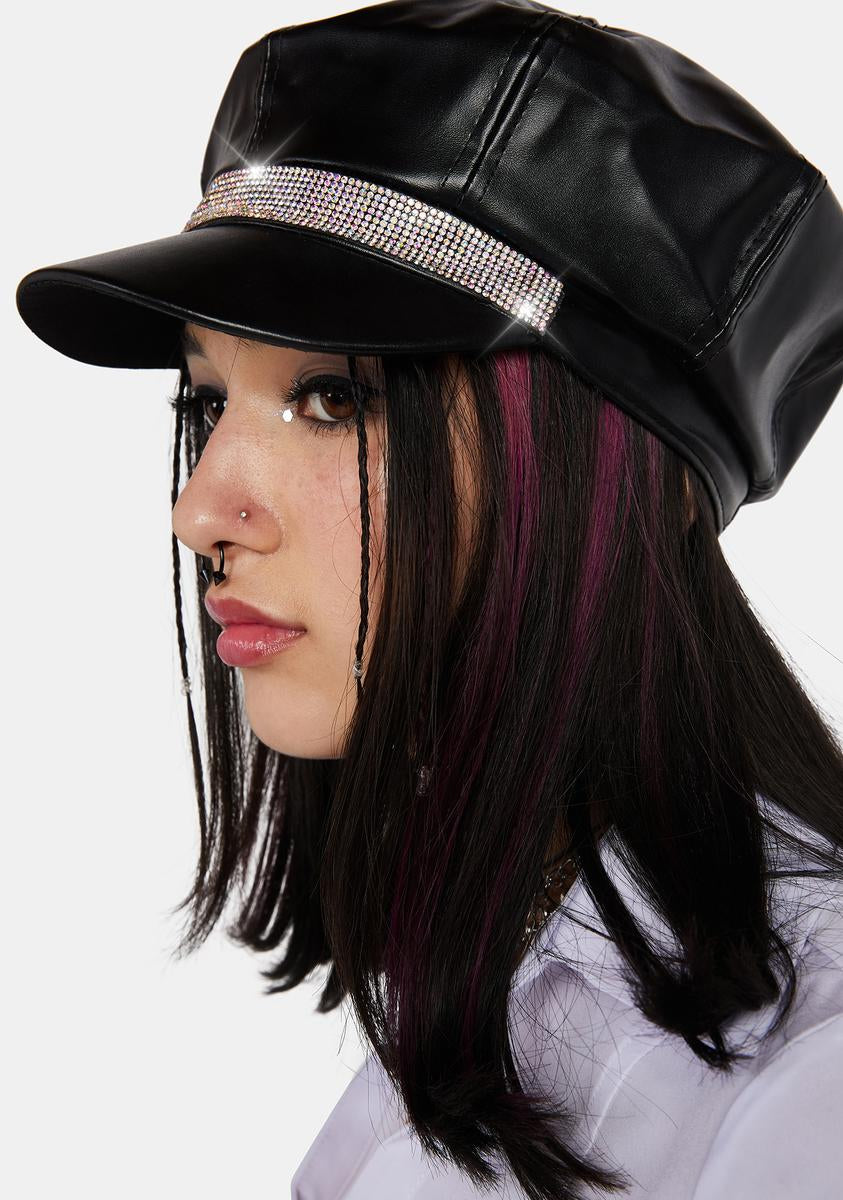 Rhinestone Band Biker Hat - Black – Dolls Kill