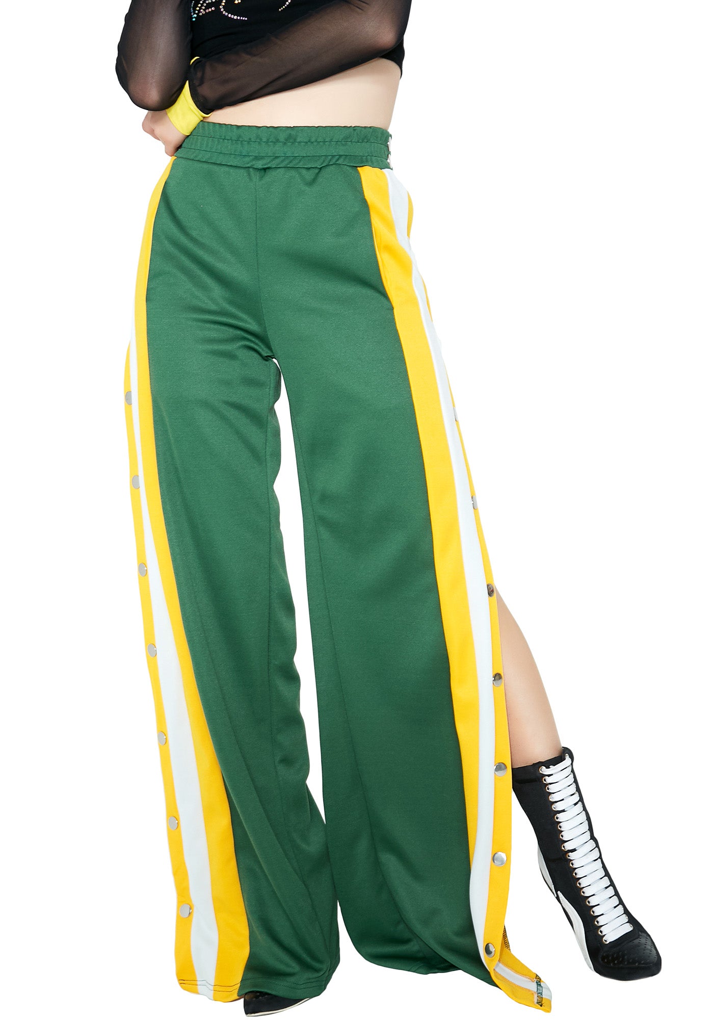 Snap Button Green Yellow Track Pants – Dolls Kill