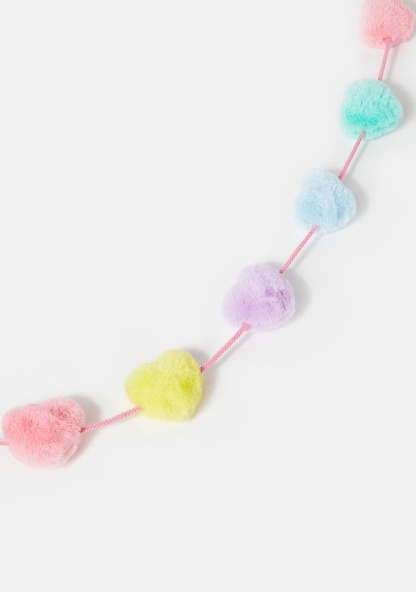 Dolls Home Fuzzy Heart Garland - Pastel Rainbow – Dolls Kill