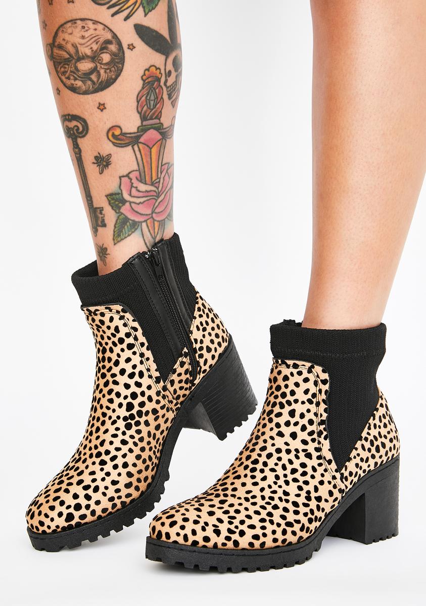 Ankle Sock Boots Side Zip Leopard Print – Dolls Kill