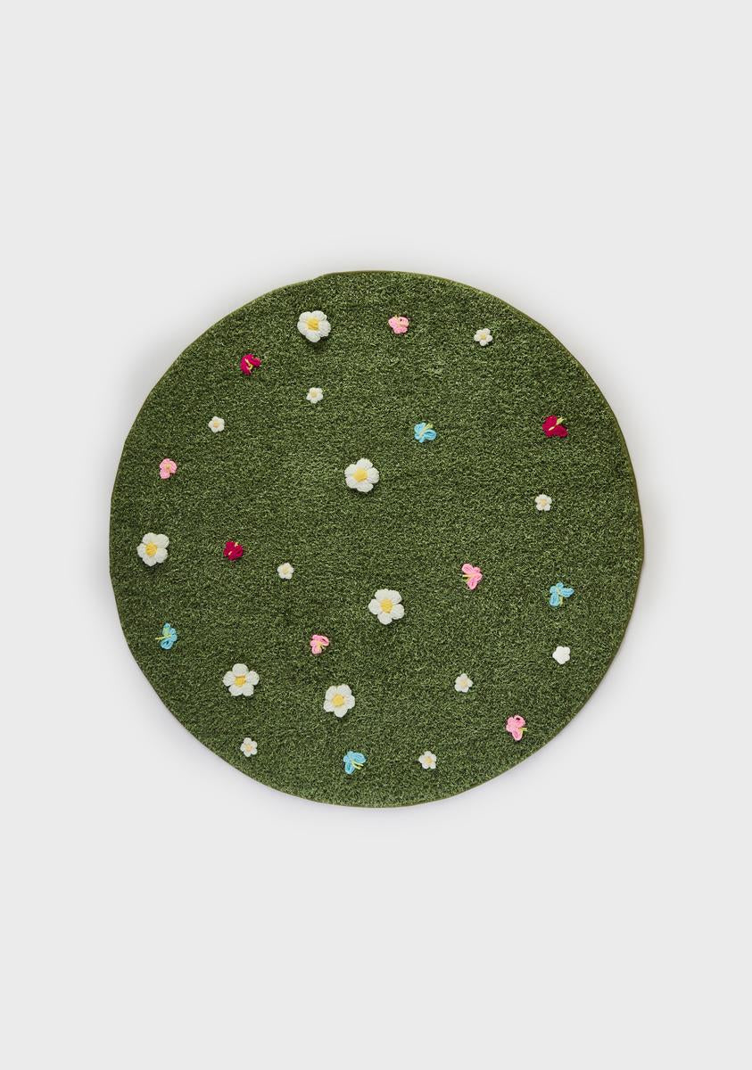 Dolls Home Knit Floral Crochet Rug - Green – Dolls Kill