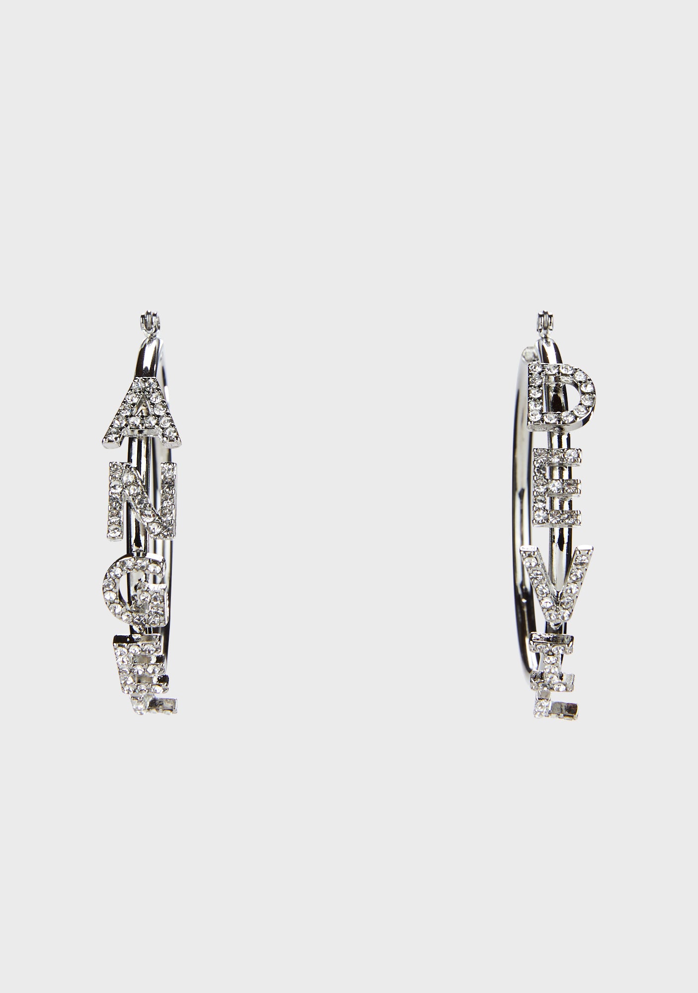Sparkly Angel Devil Hoop Earrings - Silver – Dolls Kill