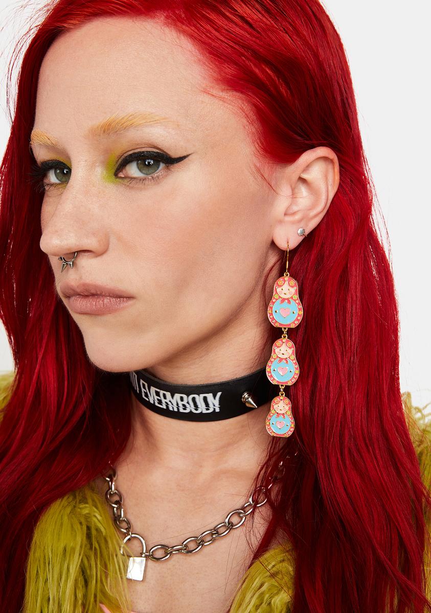 Nesting Dolls Drop Earrings - Pink – Dolls Kill