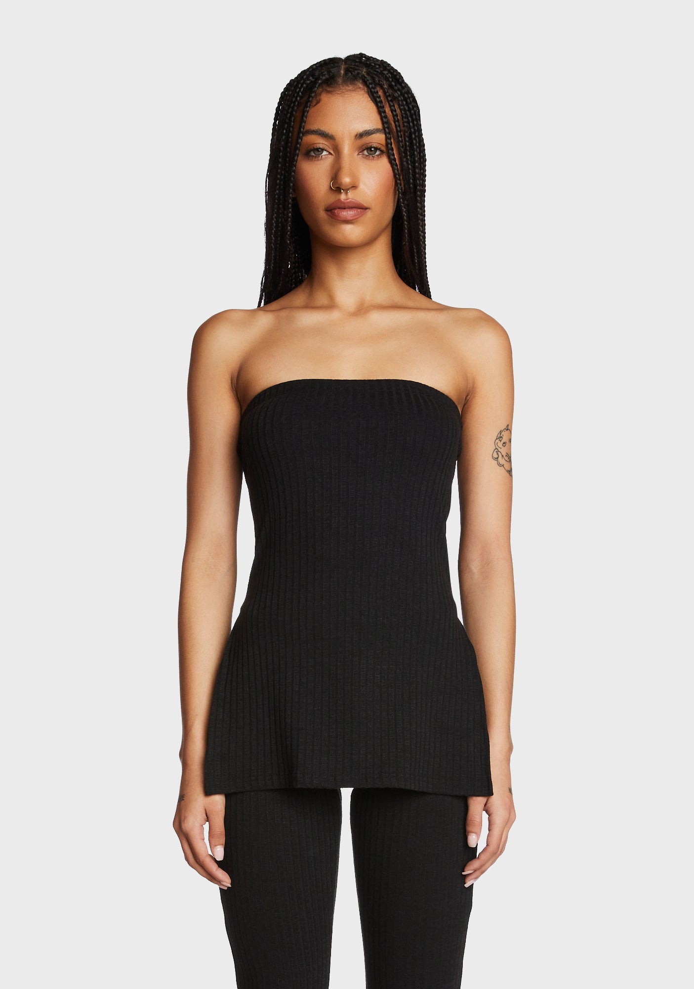 Edikted Ribbed Slit Tube Top - Black – Dolls Kill