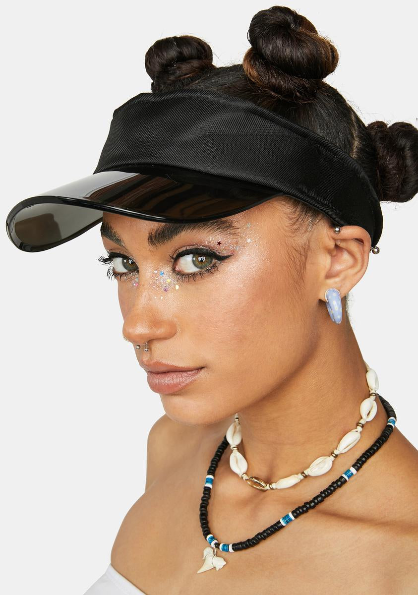 Clear Black Visor With Satin Trim – Dolls Kill