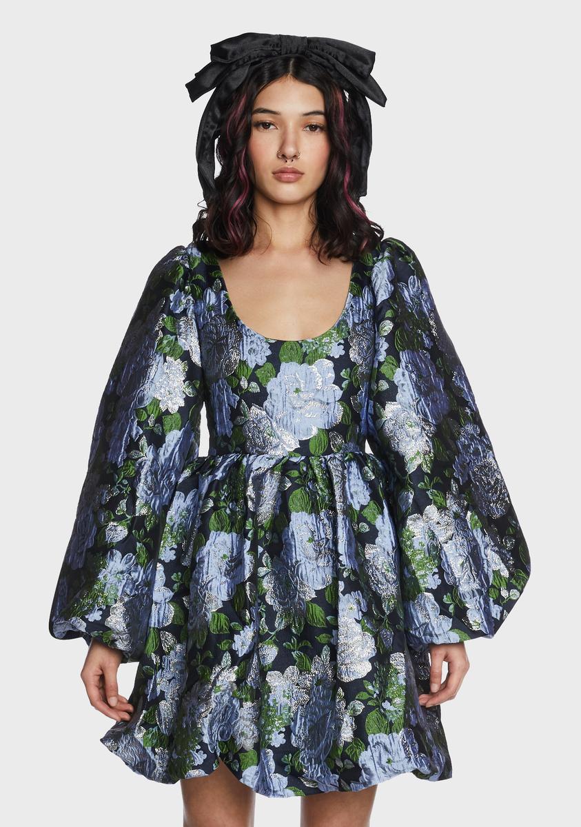 Sister Jane Jacquard Puff Sleeve Mini Dress - Floral – Dolls Kill