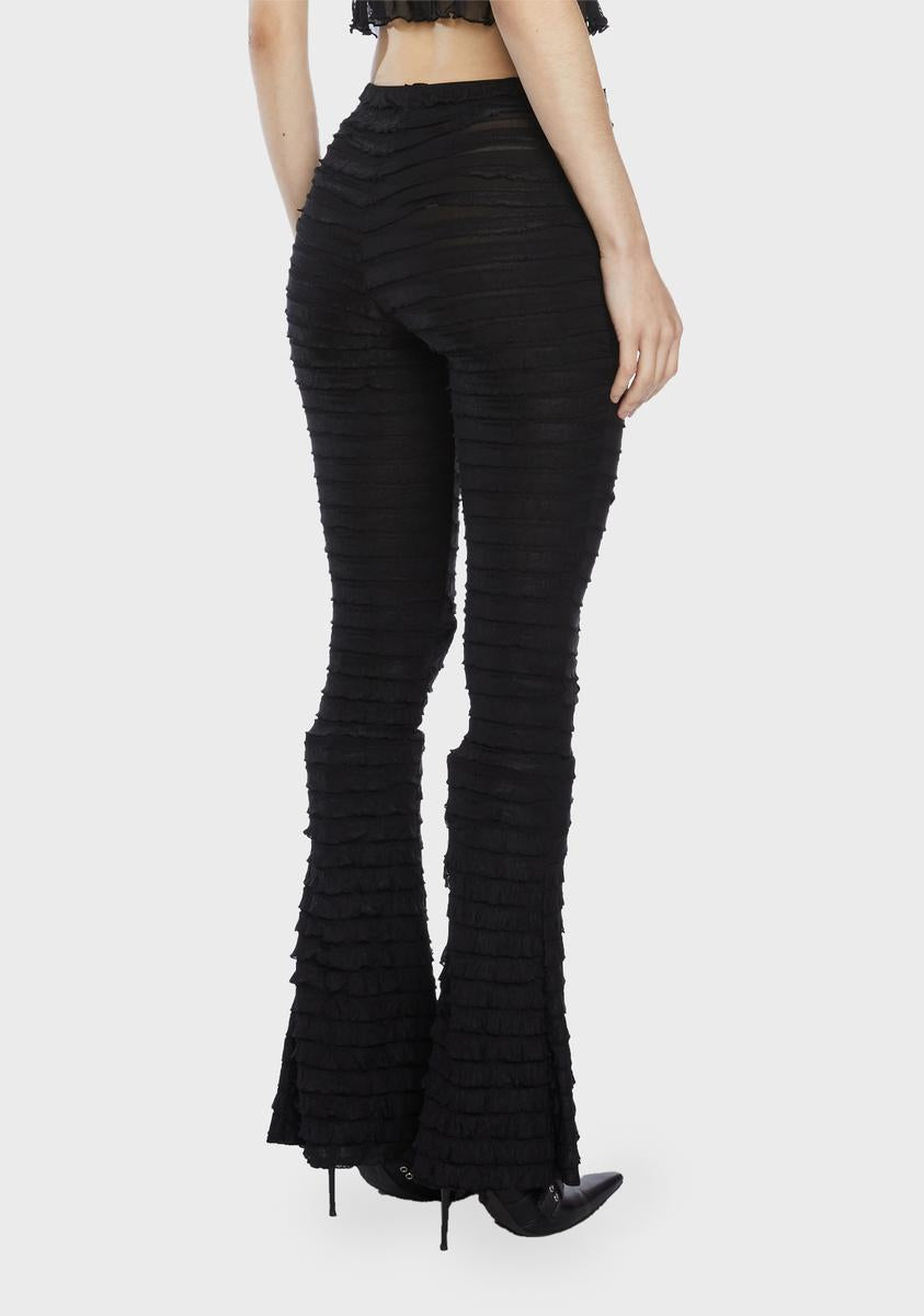 High Waist Ruffled Flared Pants - Black#N##N# – Dolls Kill