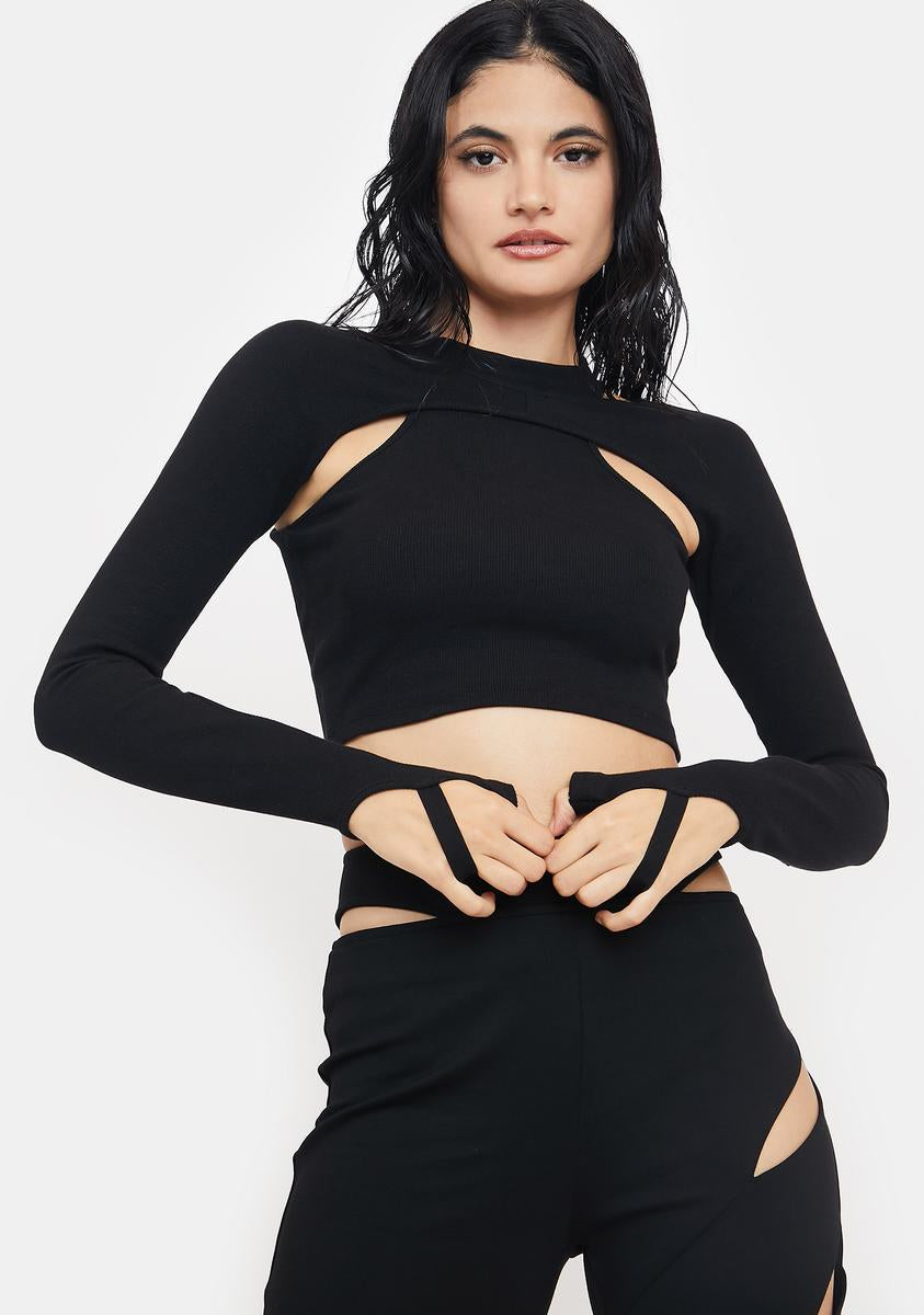 Cutout Cropped Long Sleeve Top – Dolls Kill