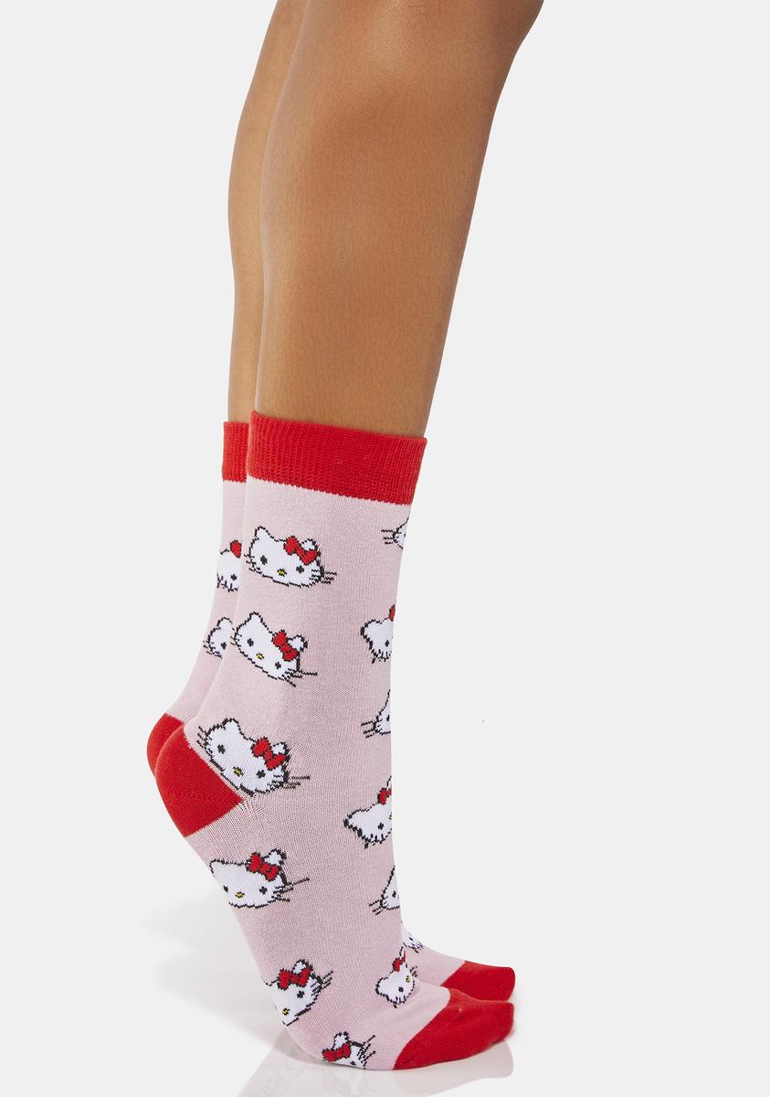 Skinnydip Hello Kitty Contrasting Crew Socks - Pink/Red – Dolls Kill